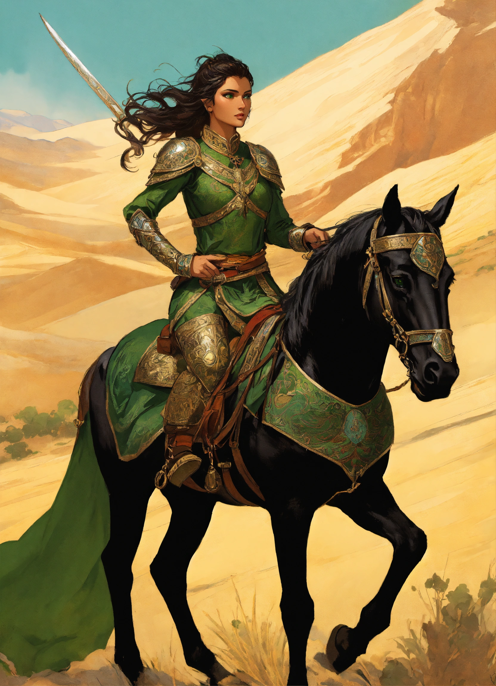 Lexica - Persian female armored warrior elf in medieval style, riding ...