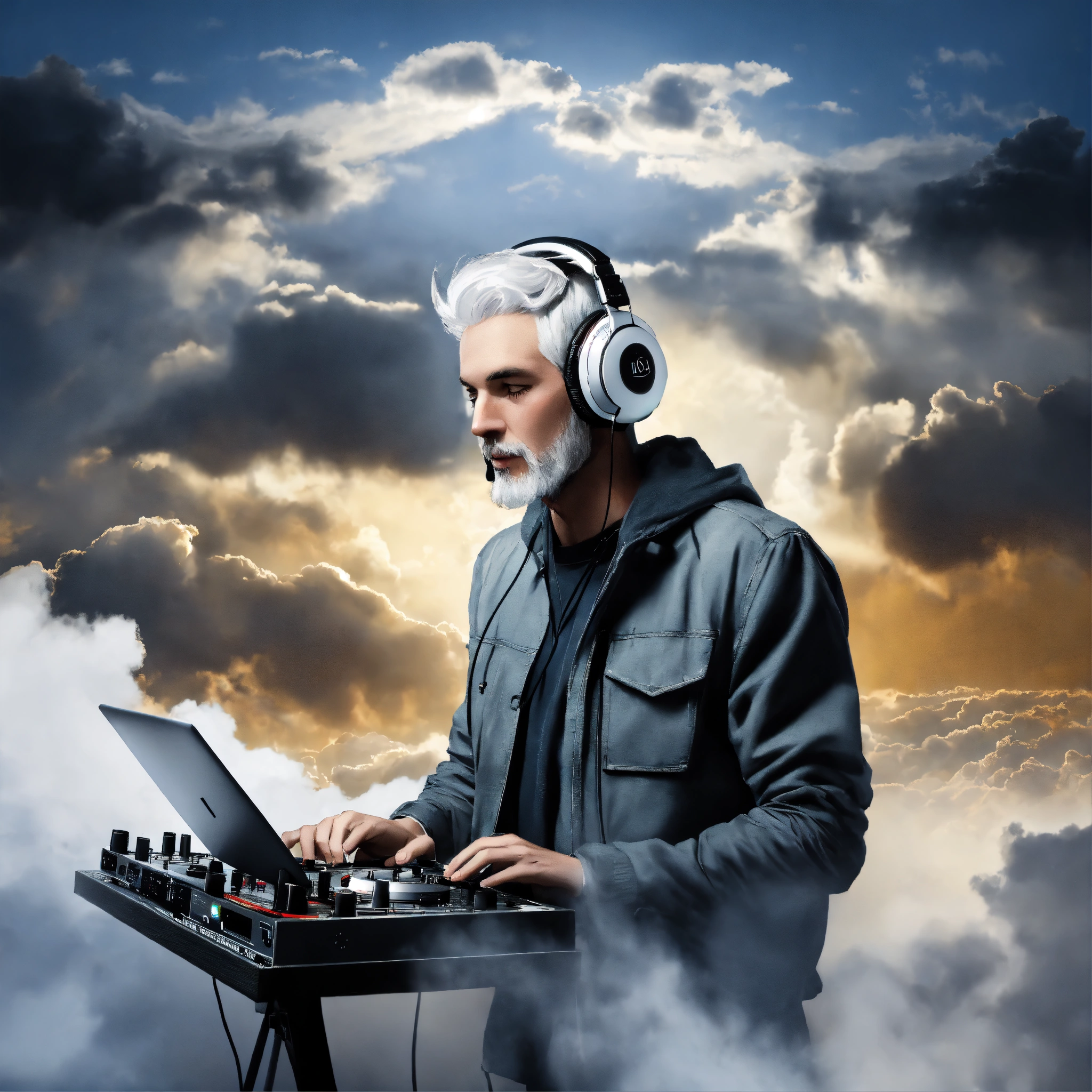 Lexica - White gray -haired DJ in the clouds