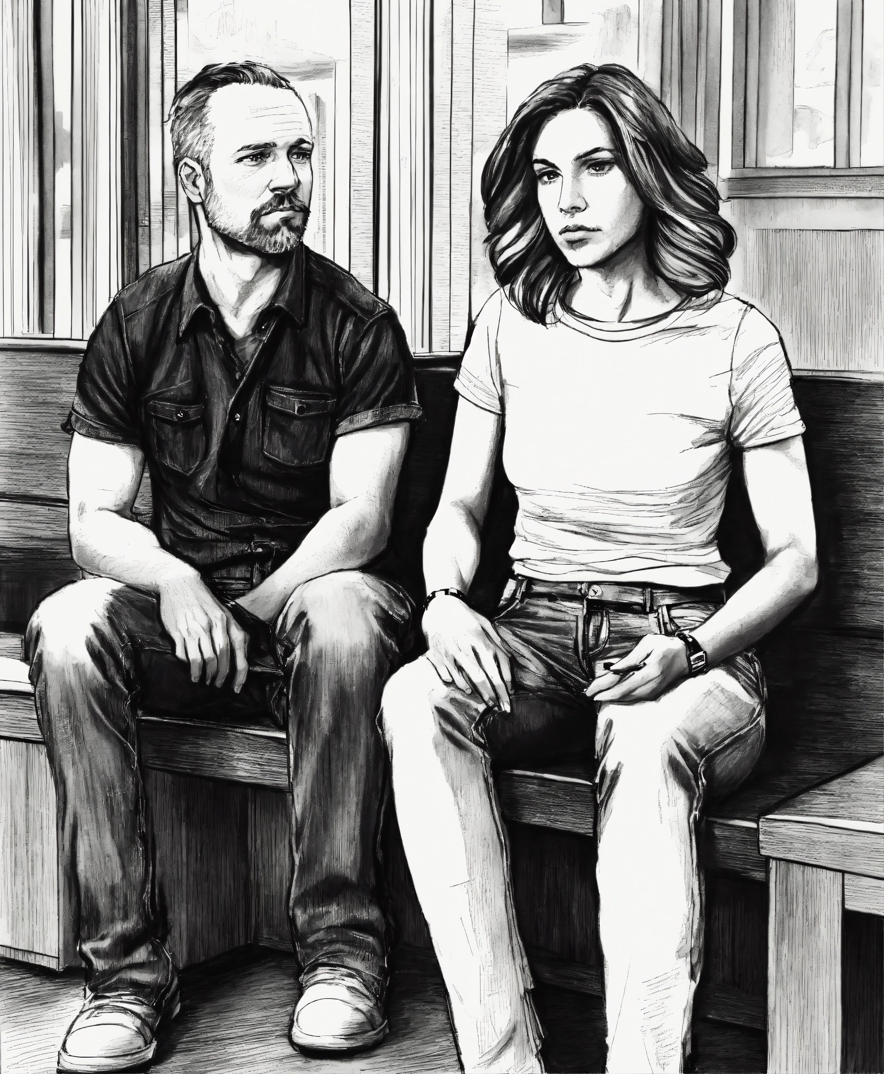 Lexica - Generate a black and white pen and ink sketch illustrating a ...