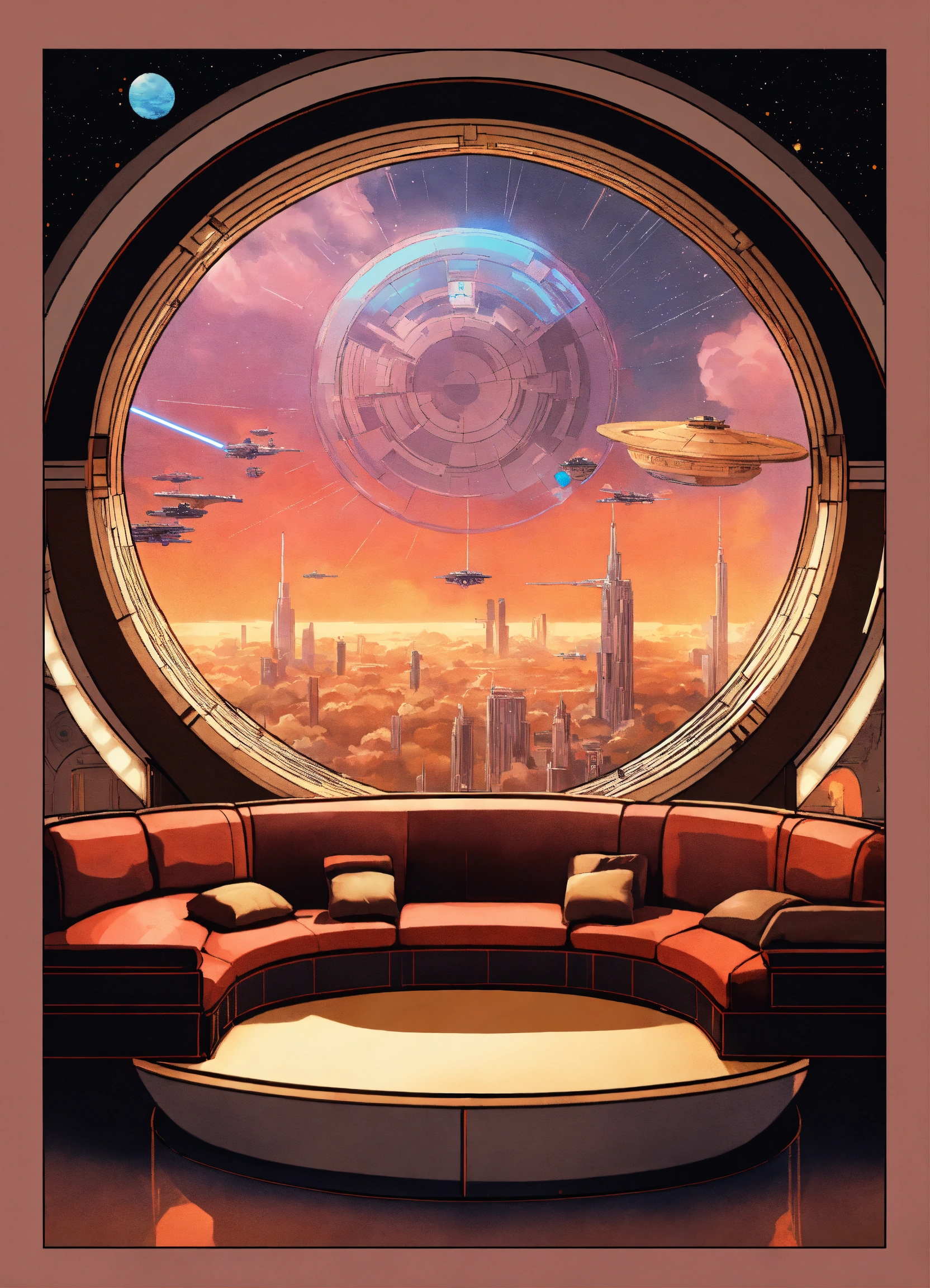 Lexica - Digital art drawing of a circular Star Wars suite with ...