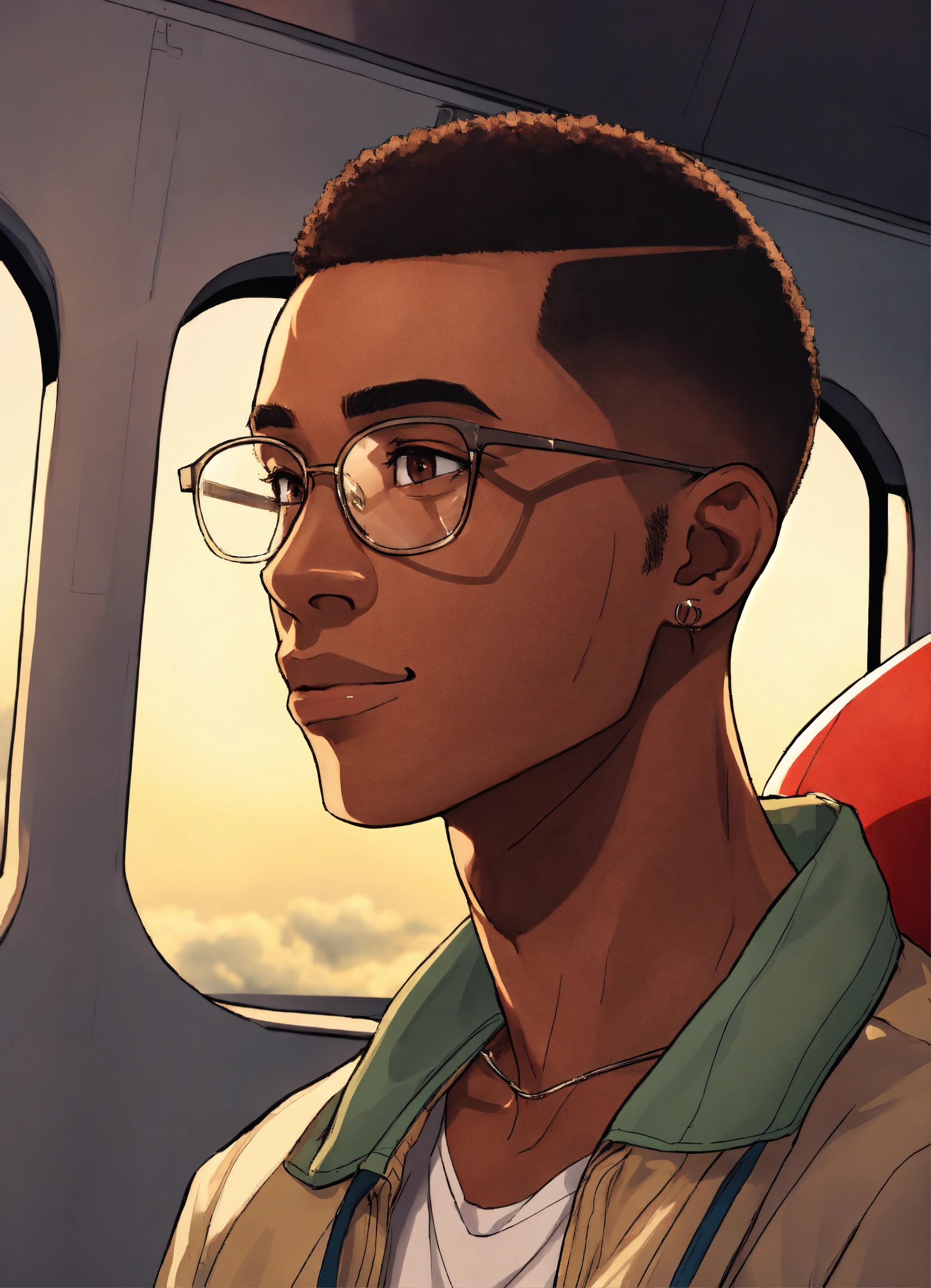 Lexica - Young Belizean male, 20s, rectangular glasses, slim face, no ...