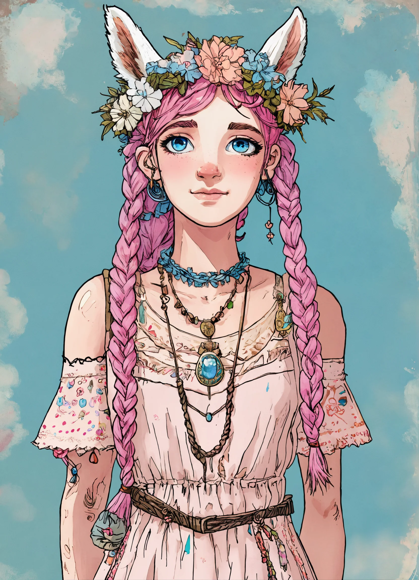 Lexica - In RPG character drawing style. Young human woman with clearly ...