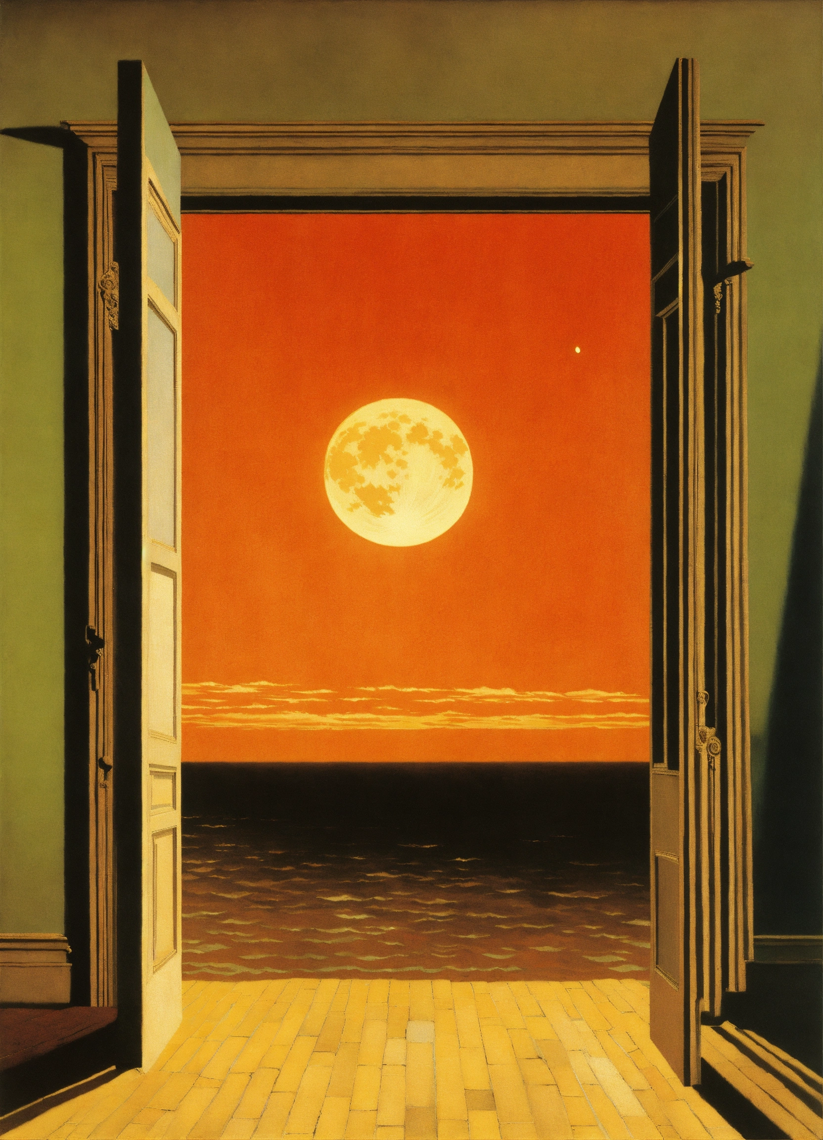 Lexica - Sun melting into the moon rene magritte, , abstract