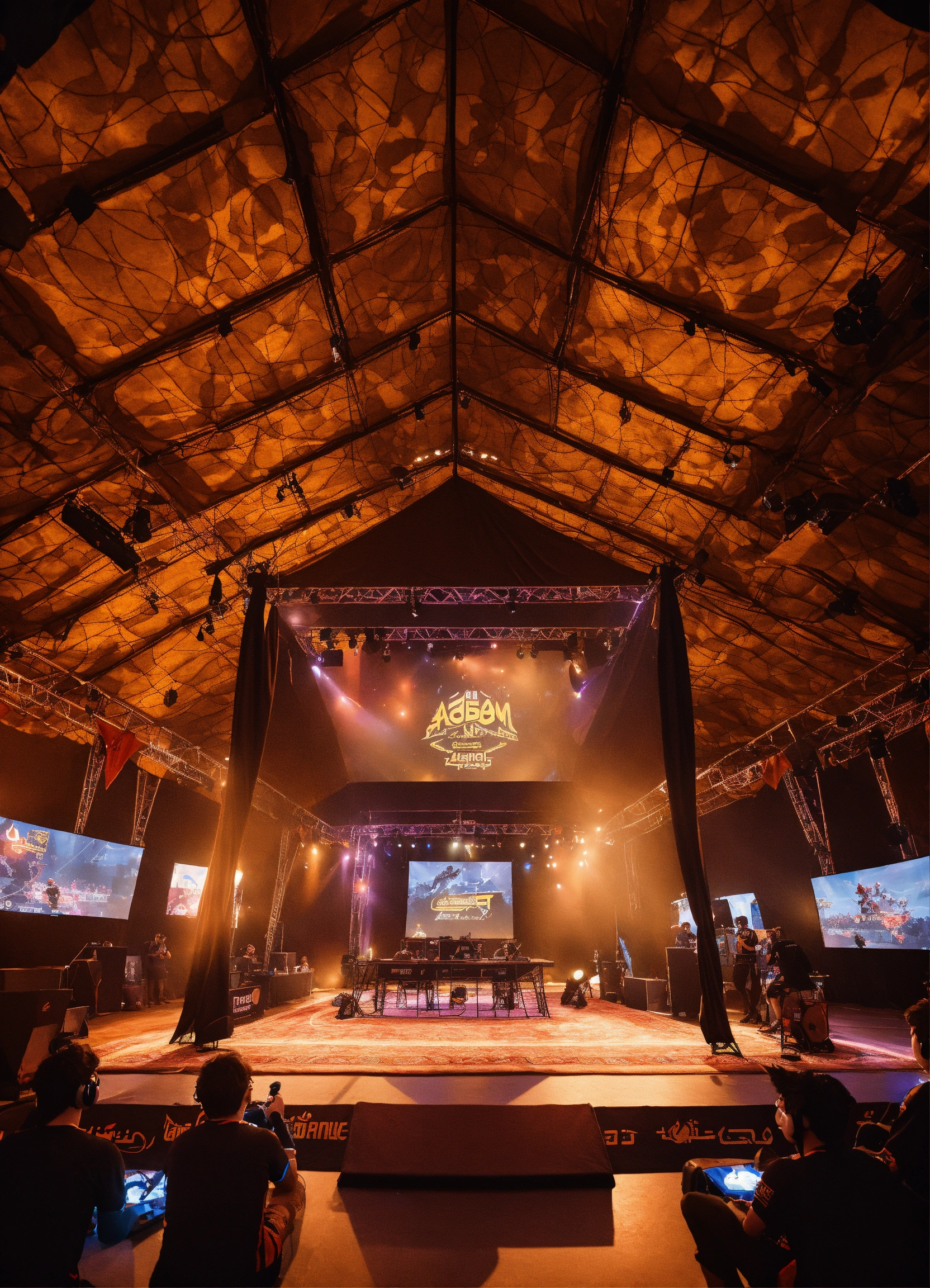 Lexica - Generate an image of a small esports venue's indoor desert ...