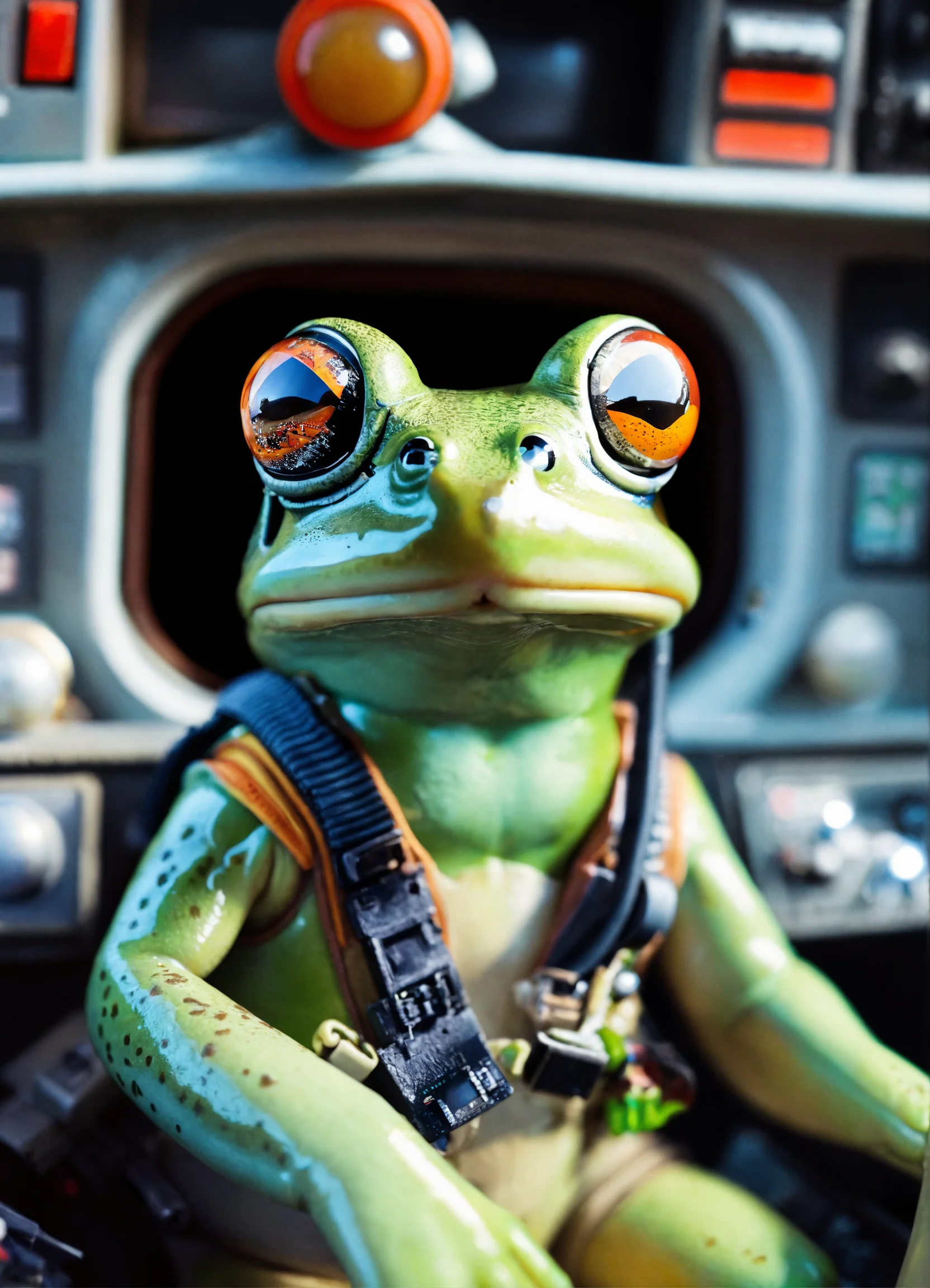 Lexica - A cute and tiny frog commander inside the Space Shuttle's ...