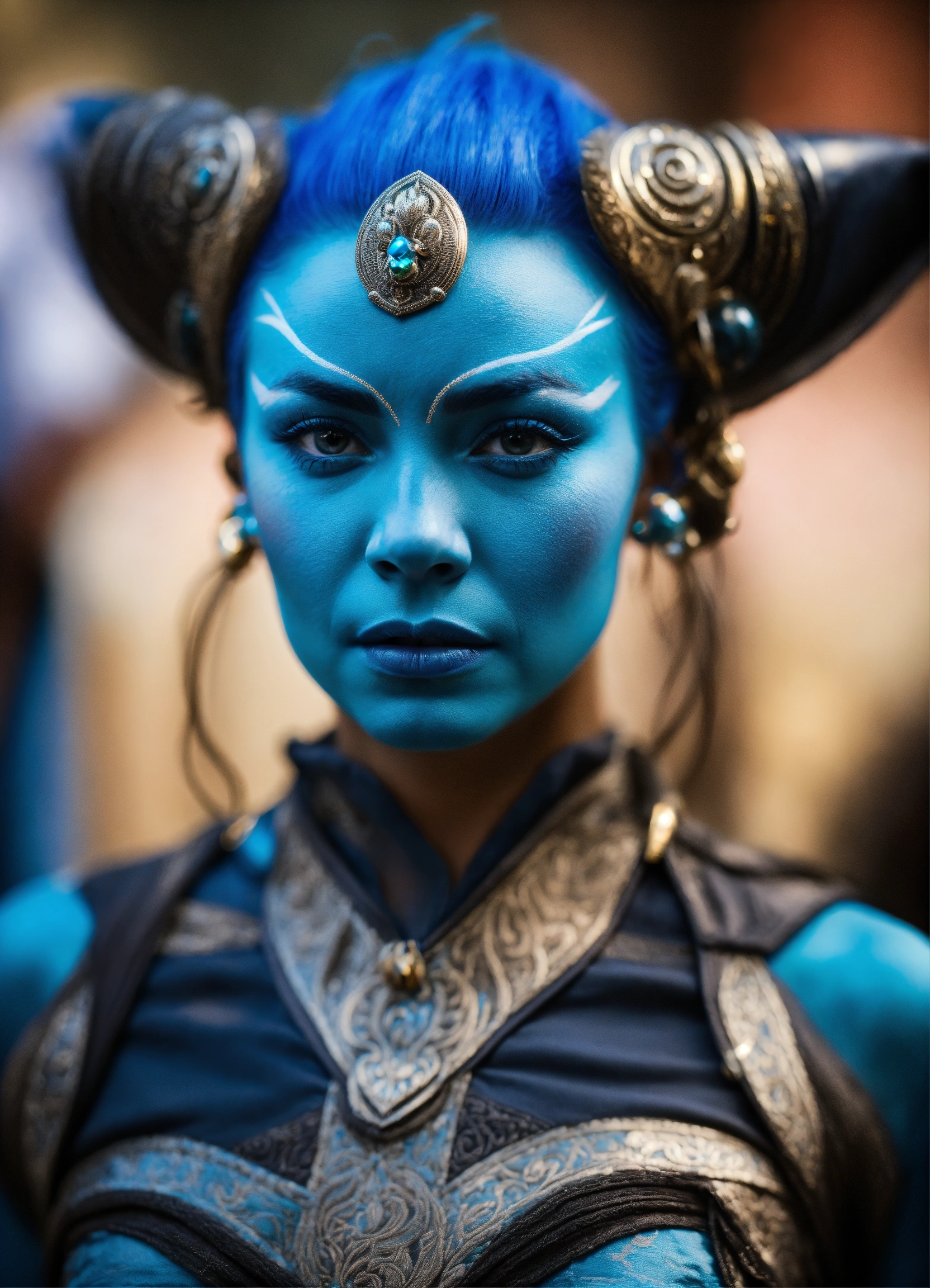 Lexica - Photo quality portrait of female andorian dancer with blue ...