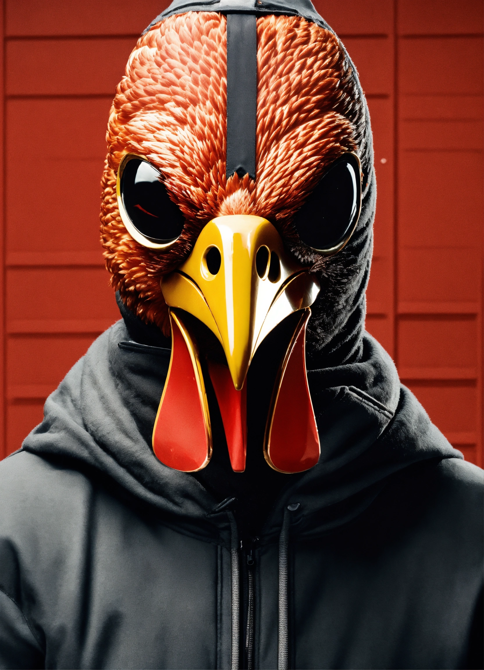 Lexica - A chicken wearing a ski mask over face close up logo robbery heist