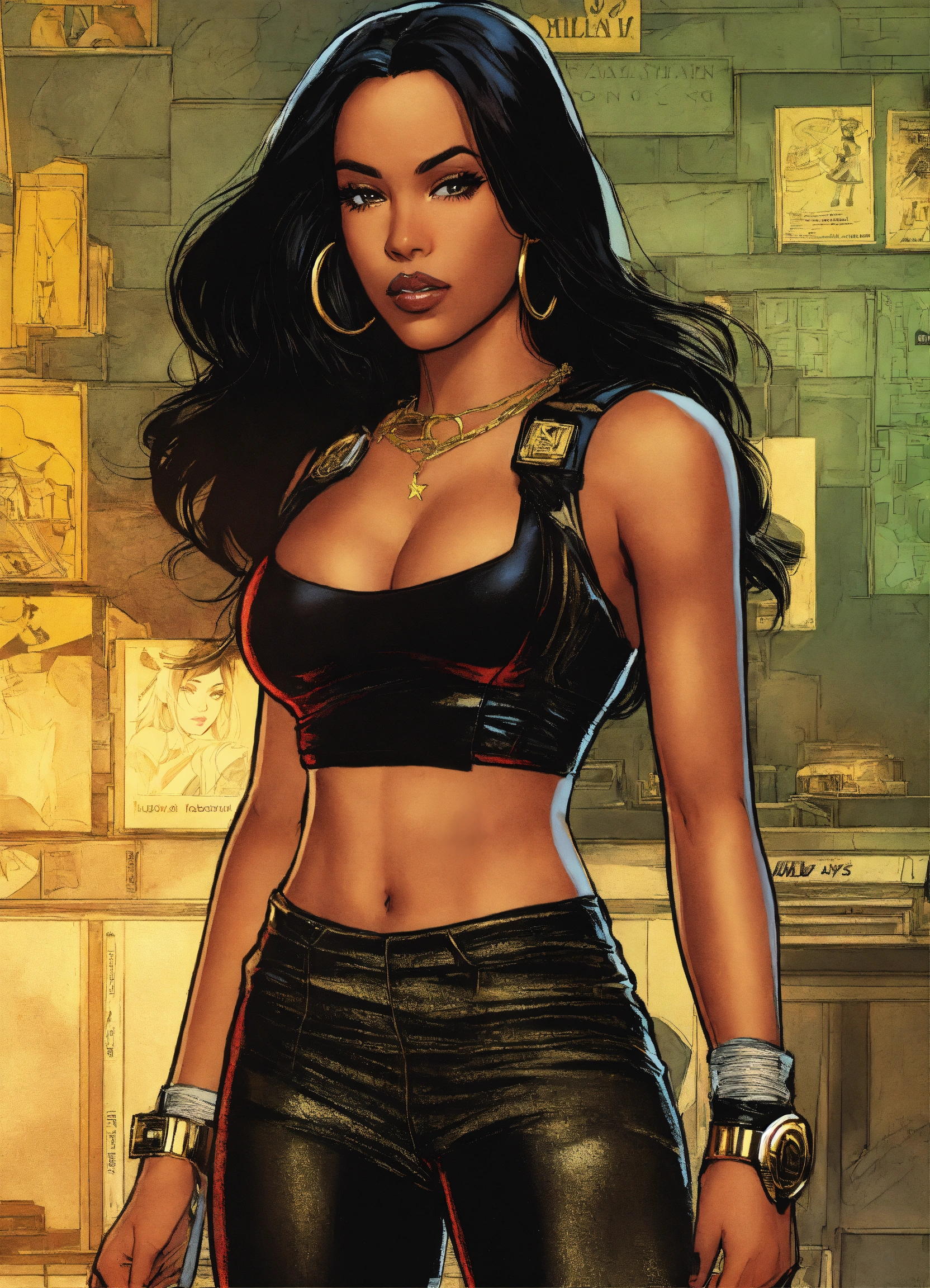 Lexica - Aaliyah Comic book style outfit