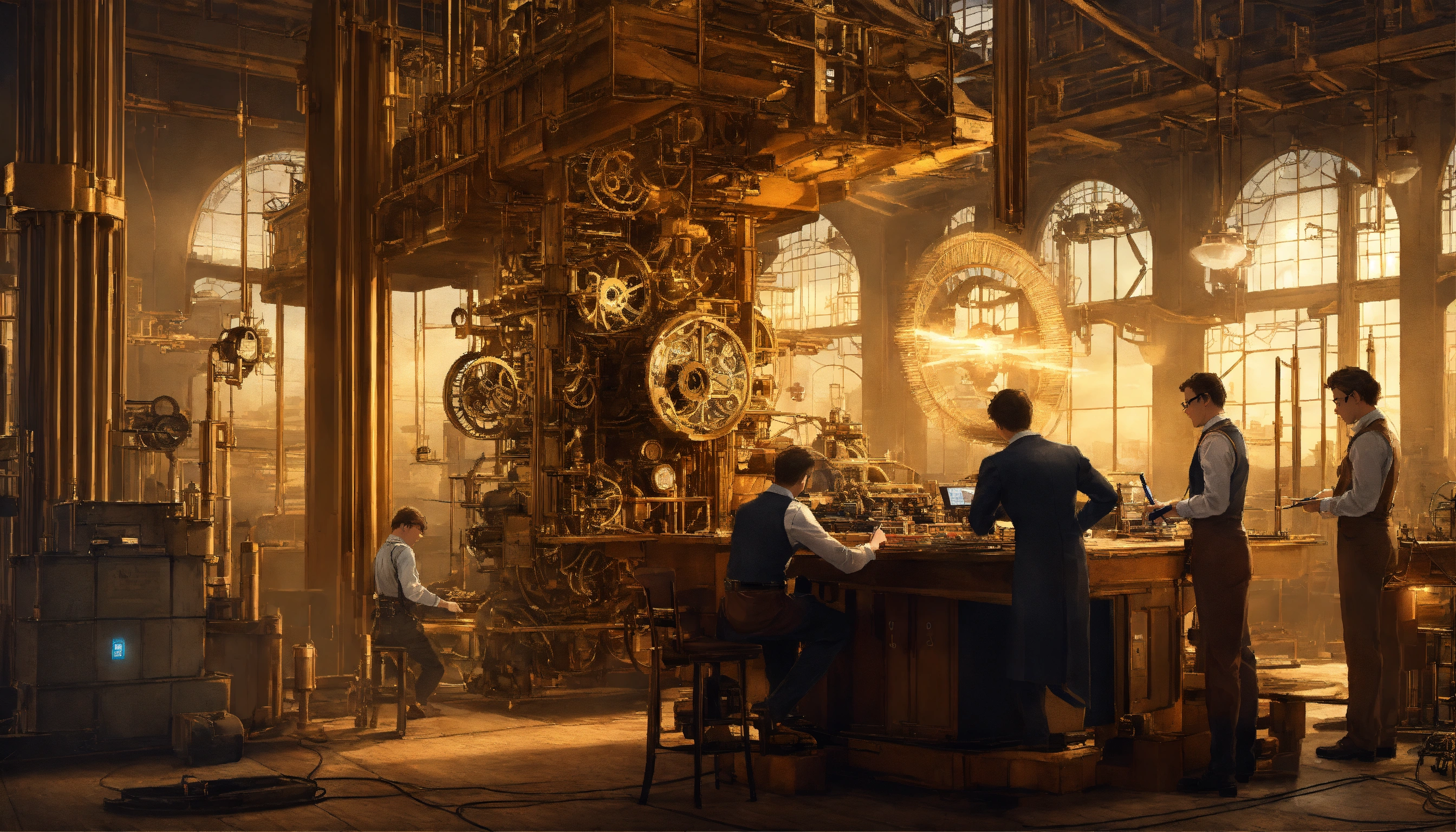 Lexica - In this steampunk-inspired picture, a team of engineers and ...