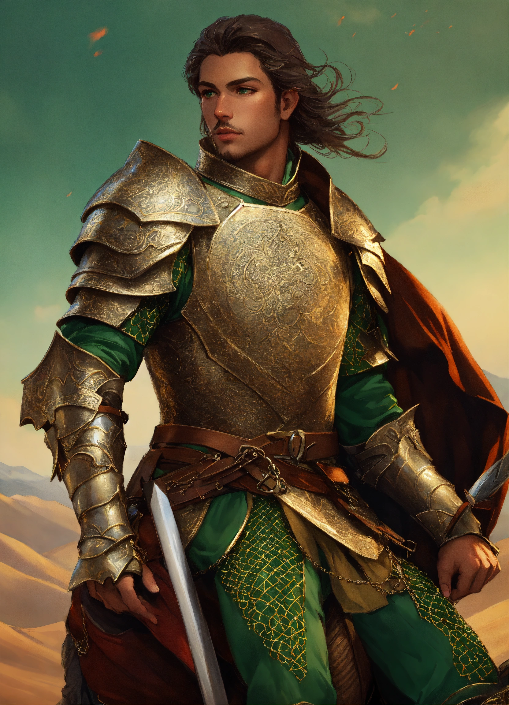 Lexica - A heavily armored Persian knight male elf in chain mail armor ...