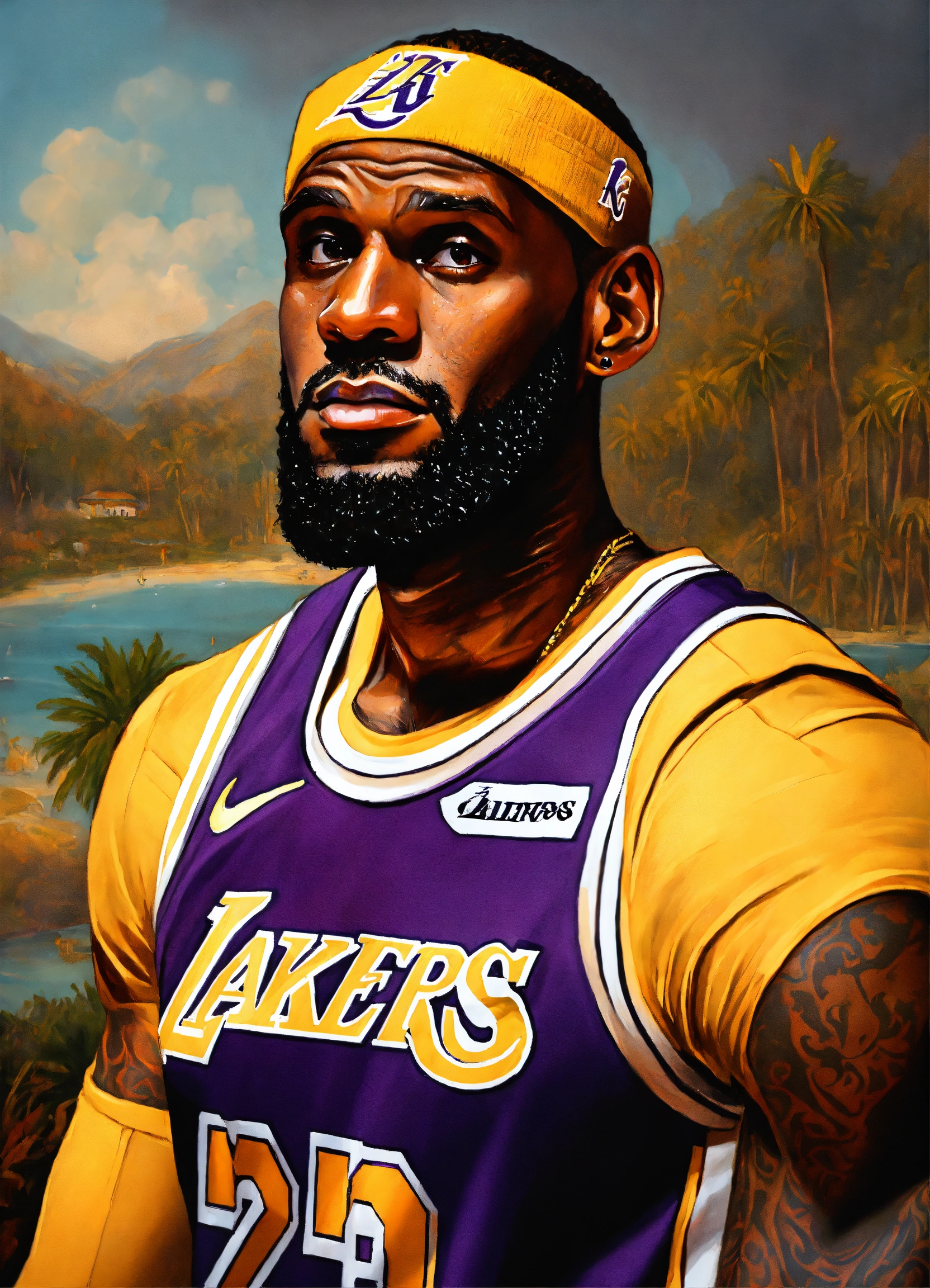 Lexica - Lebron James wearing a jersey, of Los Angeles lakers, brown ...