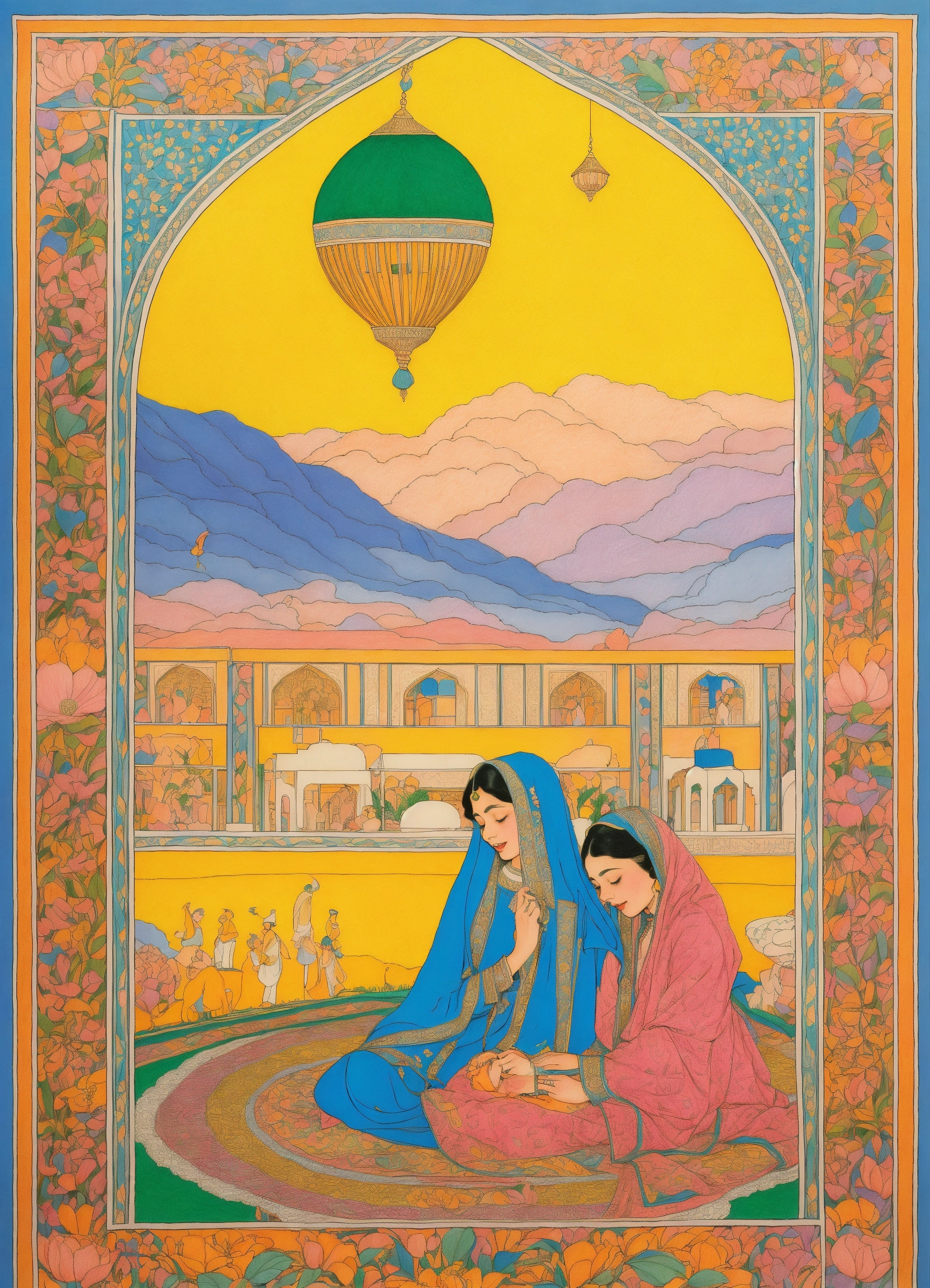 Lexica - Pakistani traditional art drawing celebrating love and joy ...