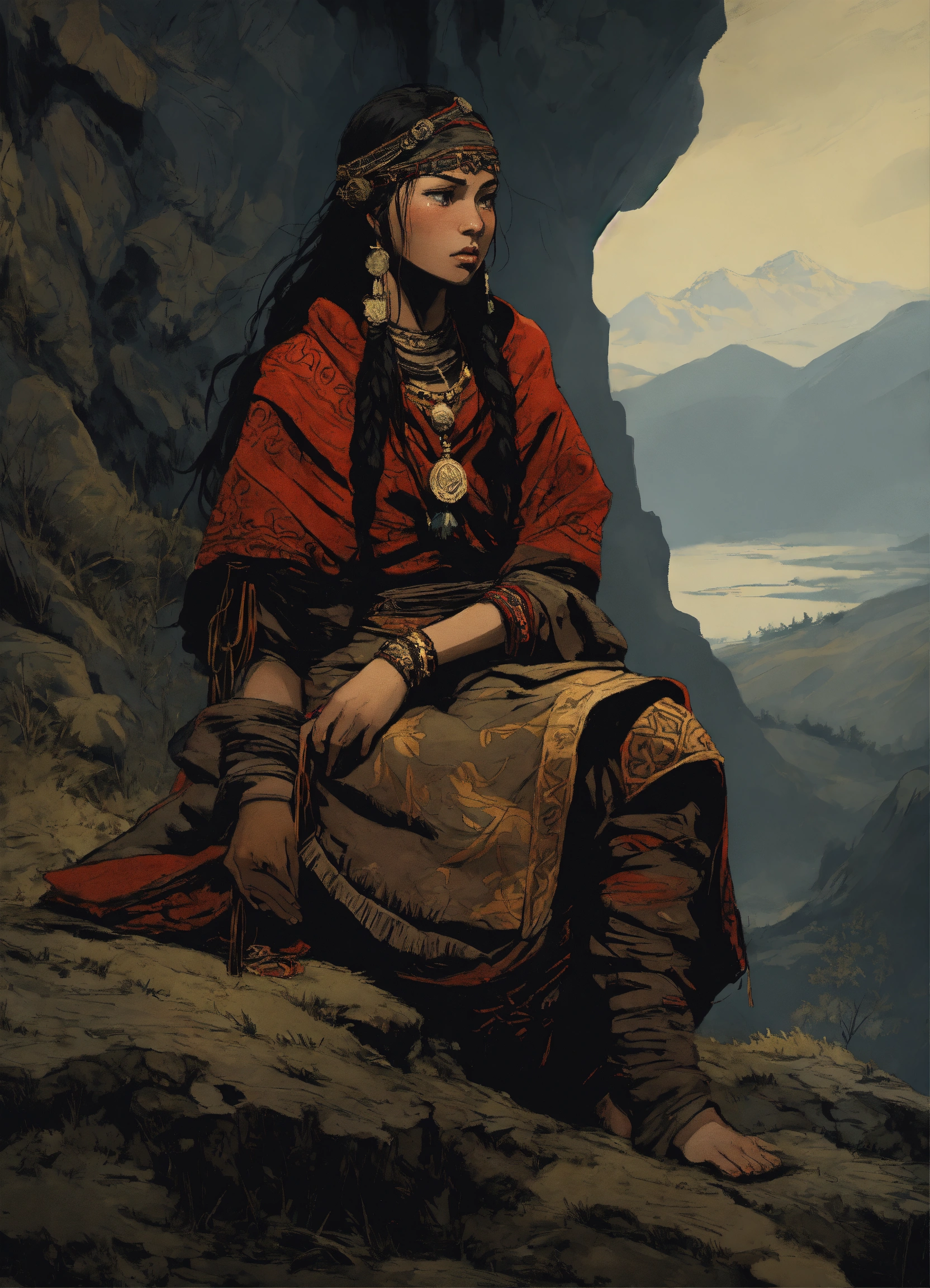 Lexica - Illustration of a young Sámi woman in the style of Bernie ...