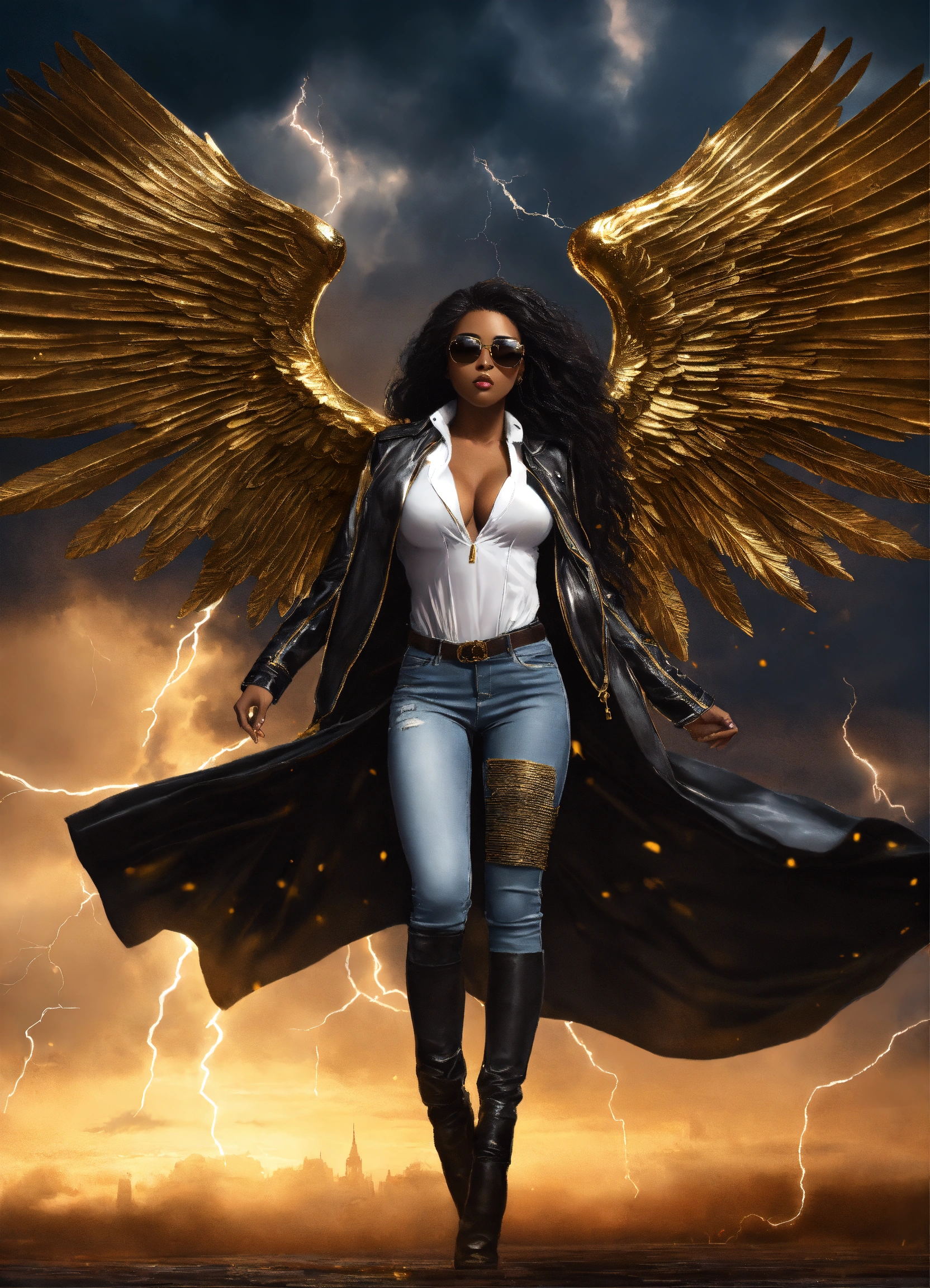 Lexica - Full body beautiful black goddess angel with wings, Beautiful ...