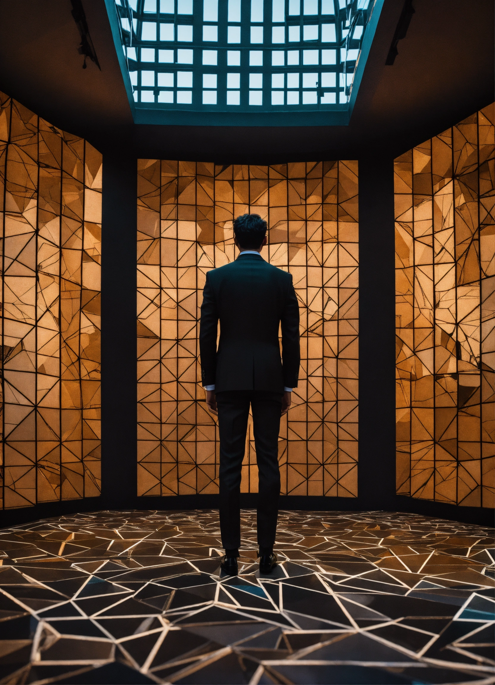 Lexica - Man wearing a stunning vantablack suit, standing in the middle ...