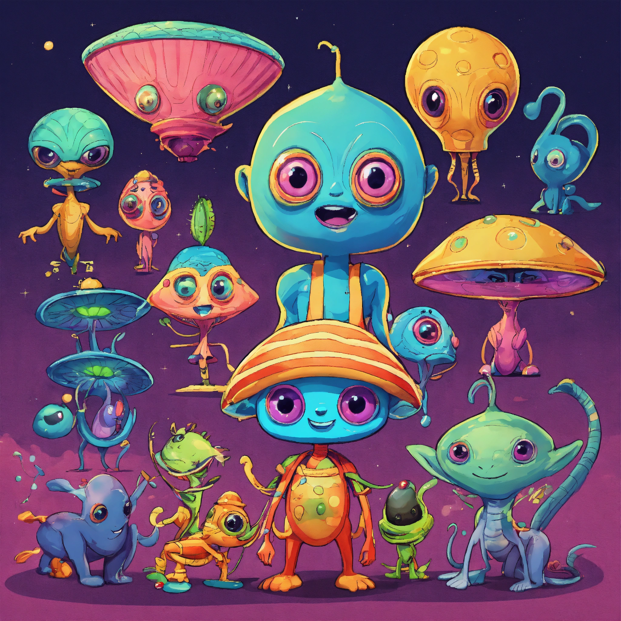 Lexica - Funy crazy aliens avatar cartoon