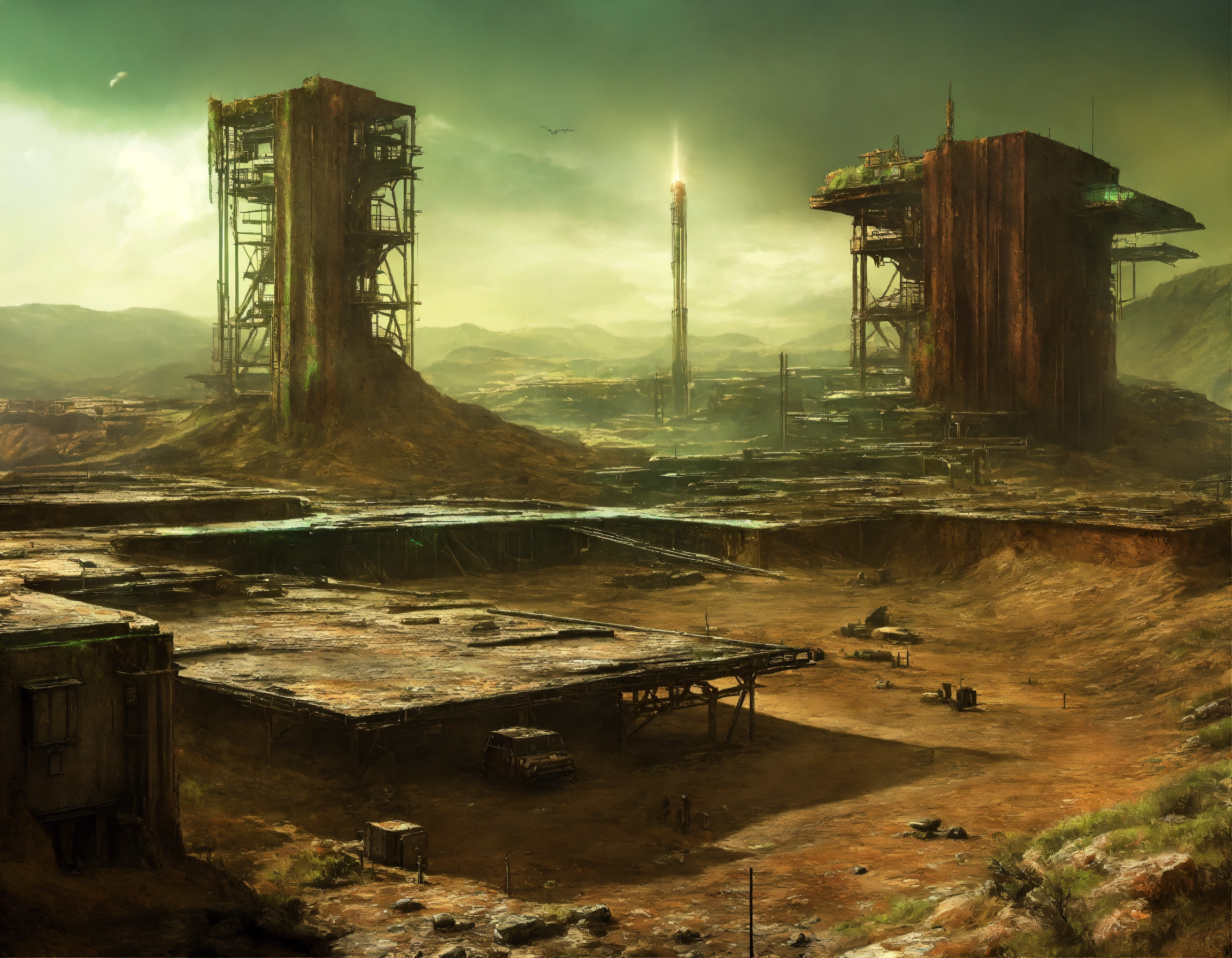 Lexica - Tiberium infected land with corroded structures.
