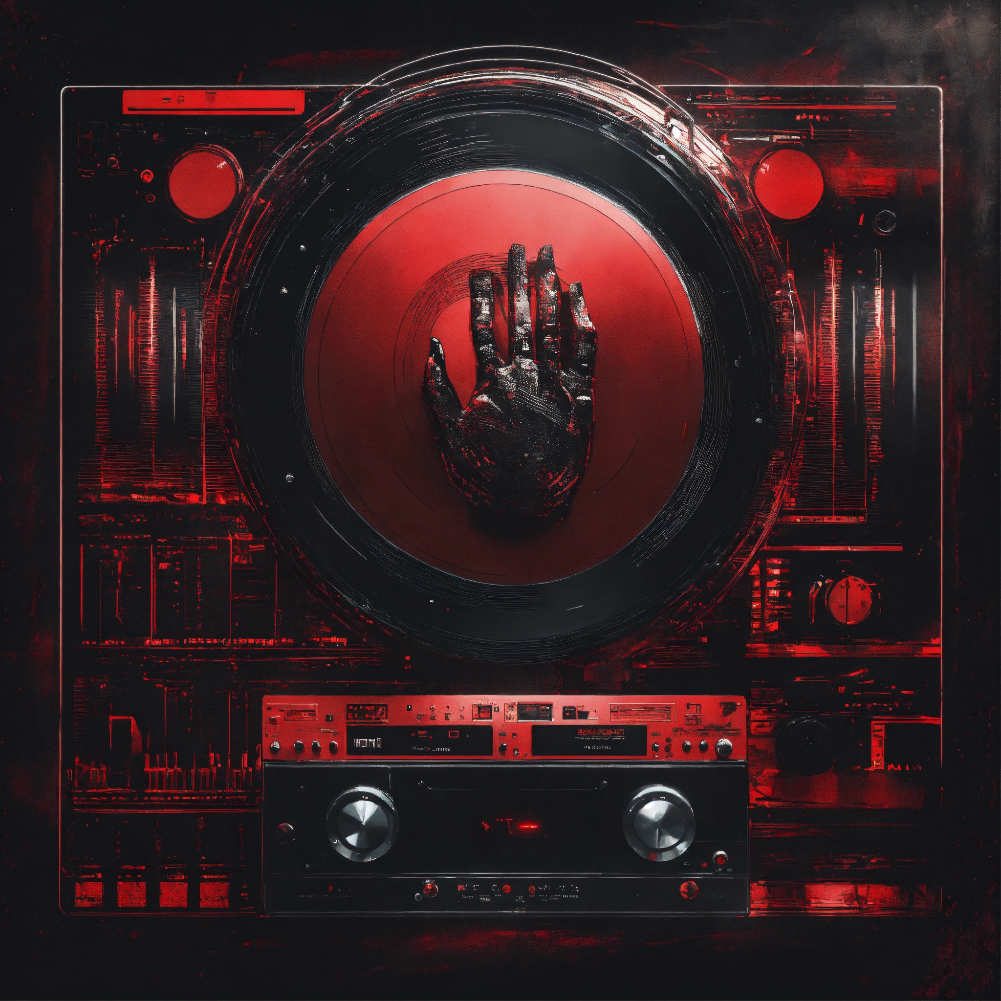 Lexica - Nostalgic album art techno music black and red tone with metal ...