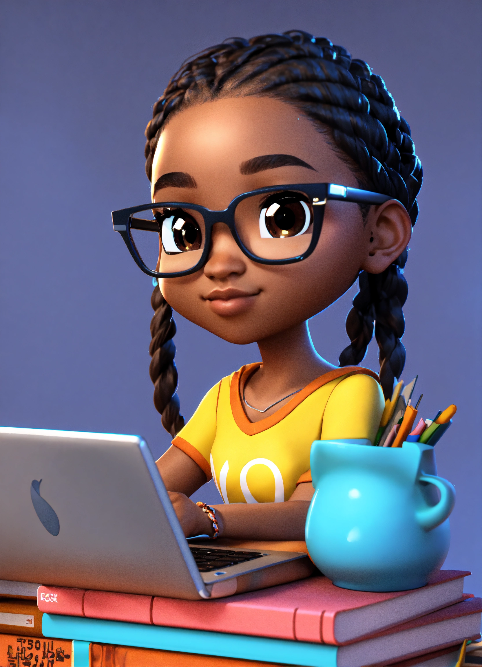 Lexica - Chibi african american girl with black hair braids pulled back ...