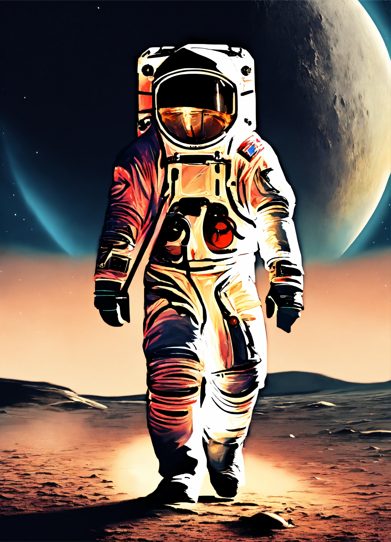 Lexica - Elon musk walking go moon