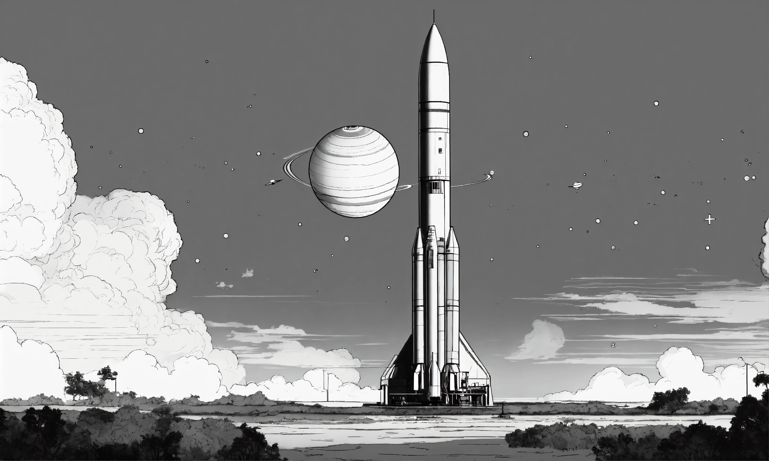 Lexica - Saturn V rocket stage separation in atmosphere, comic ...