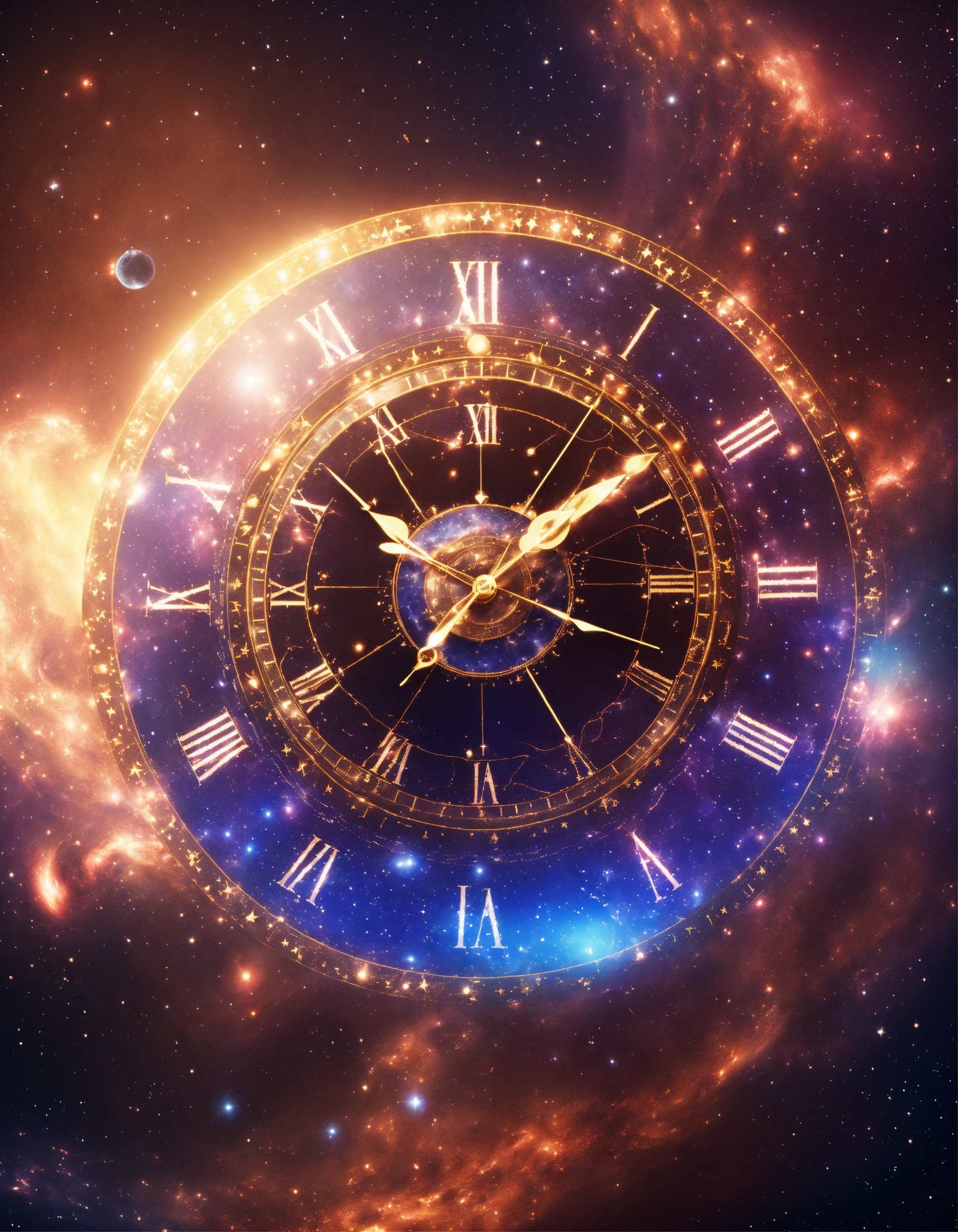 Lexica - Realistic magical etheric clock floating at the center of the ...