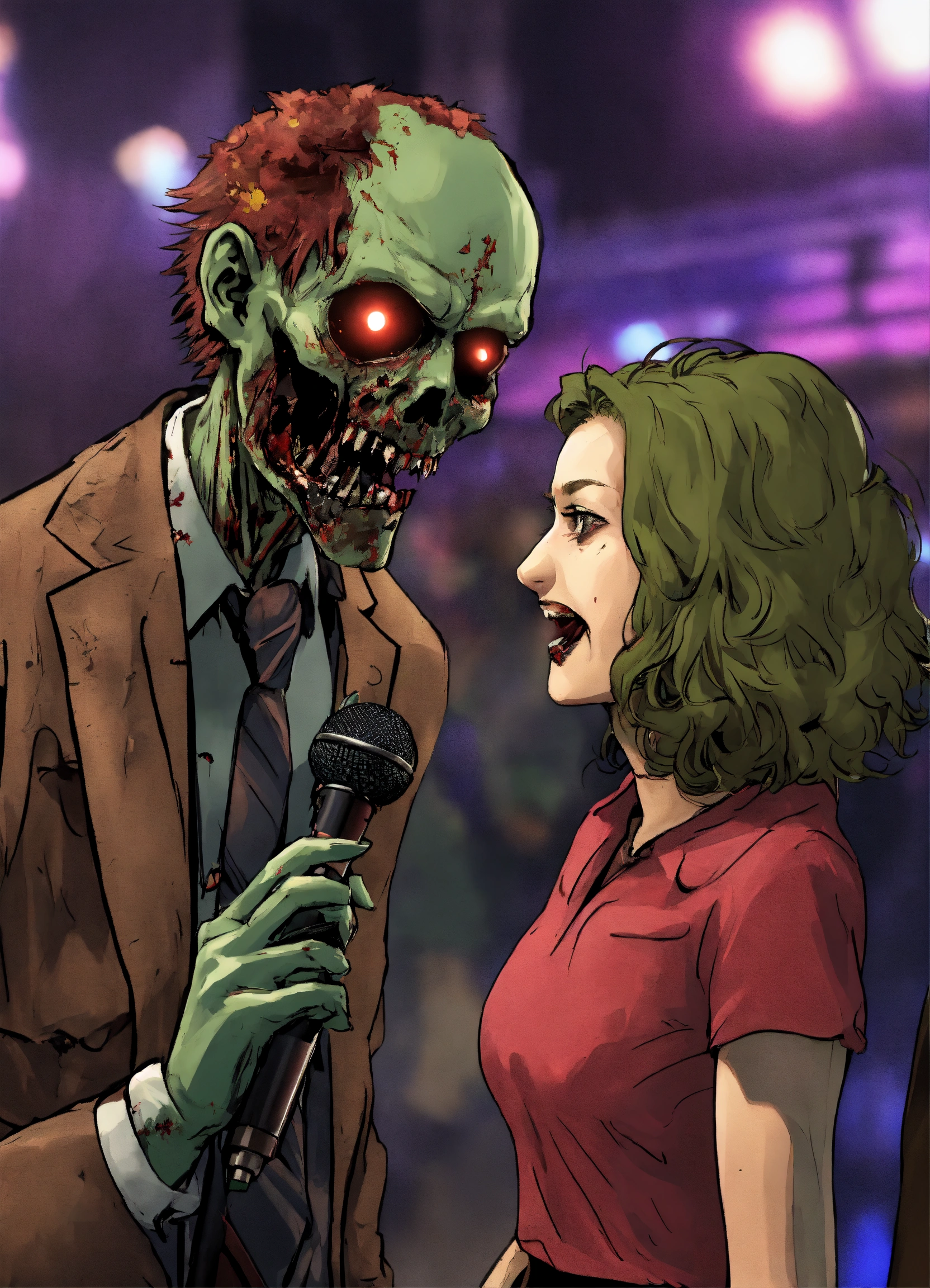 Lexica - ChatGPT being interviewed, by a zombie news anchor.