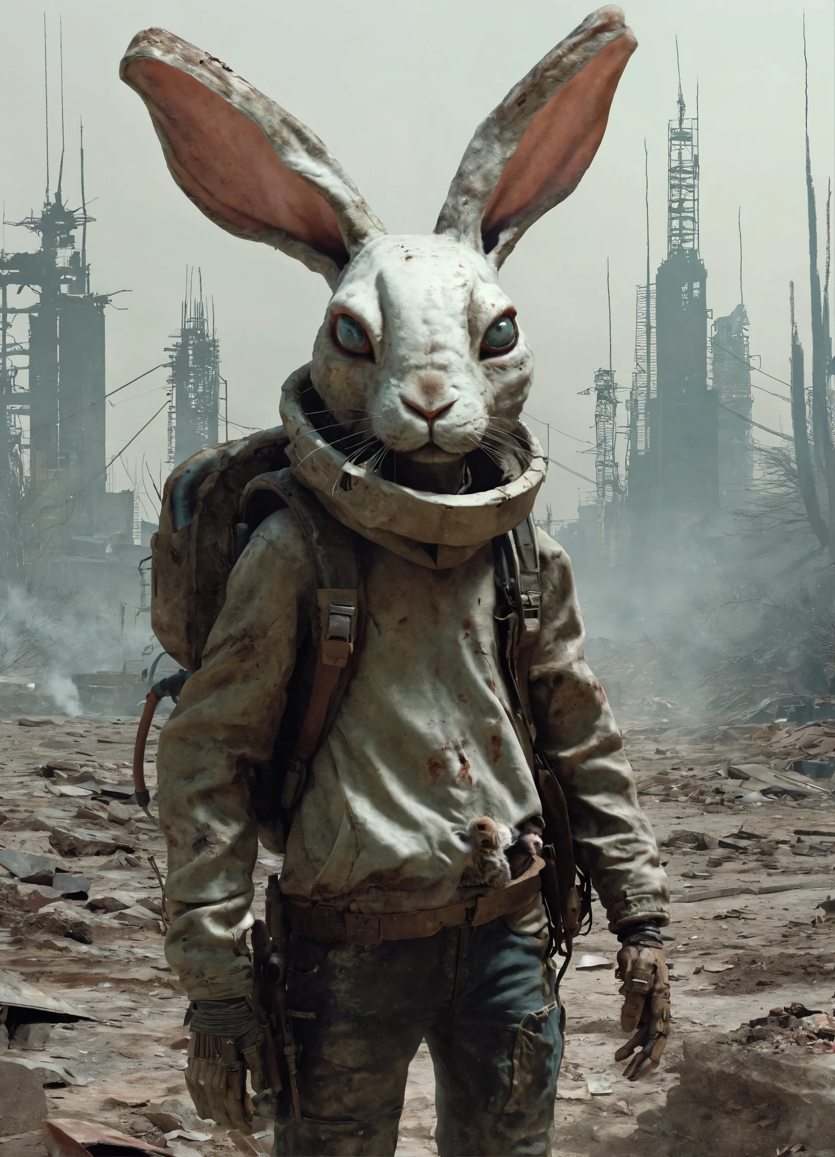 Lexica - Realistic human, rabbit and alien hybrid in post apocalyptic world