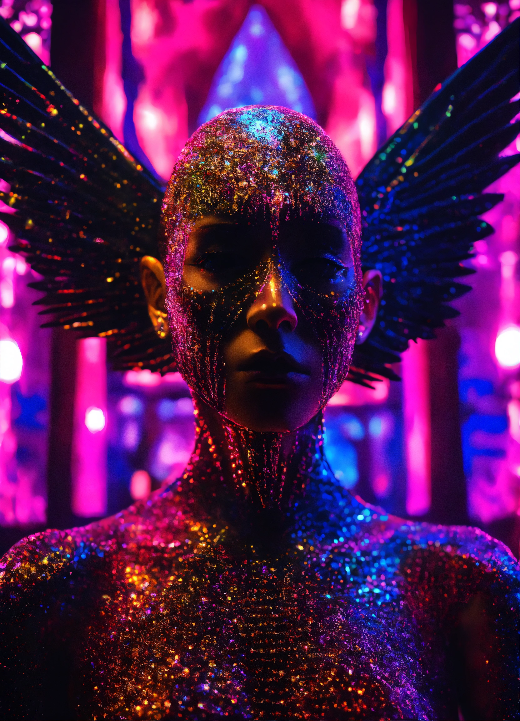 Lexica - Ultra realistic Pinhead with diamond angel wings in a diamond ...