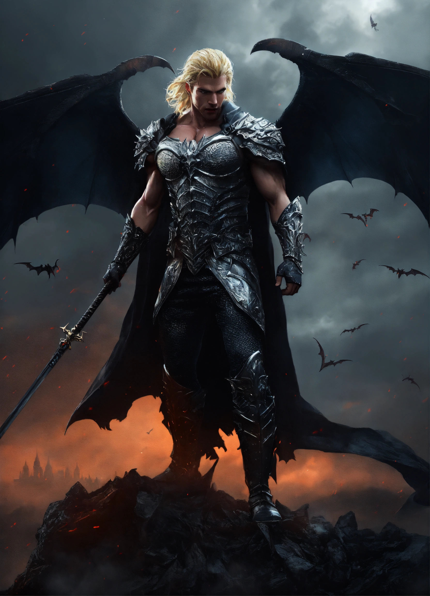 Lexica - Full body strong huge muscular evil blonde vampire man ...