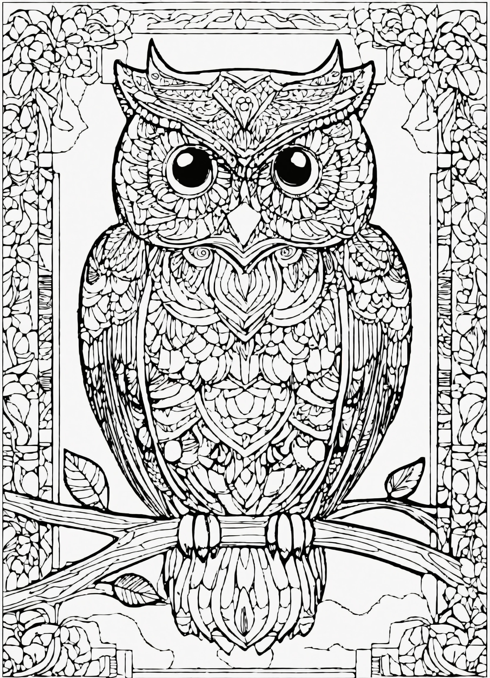 Lexica - Whimsical owl coloring page