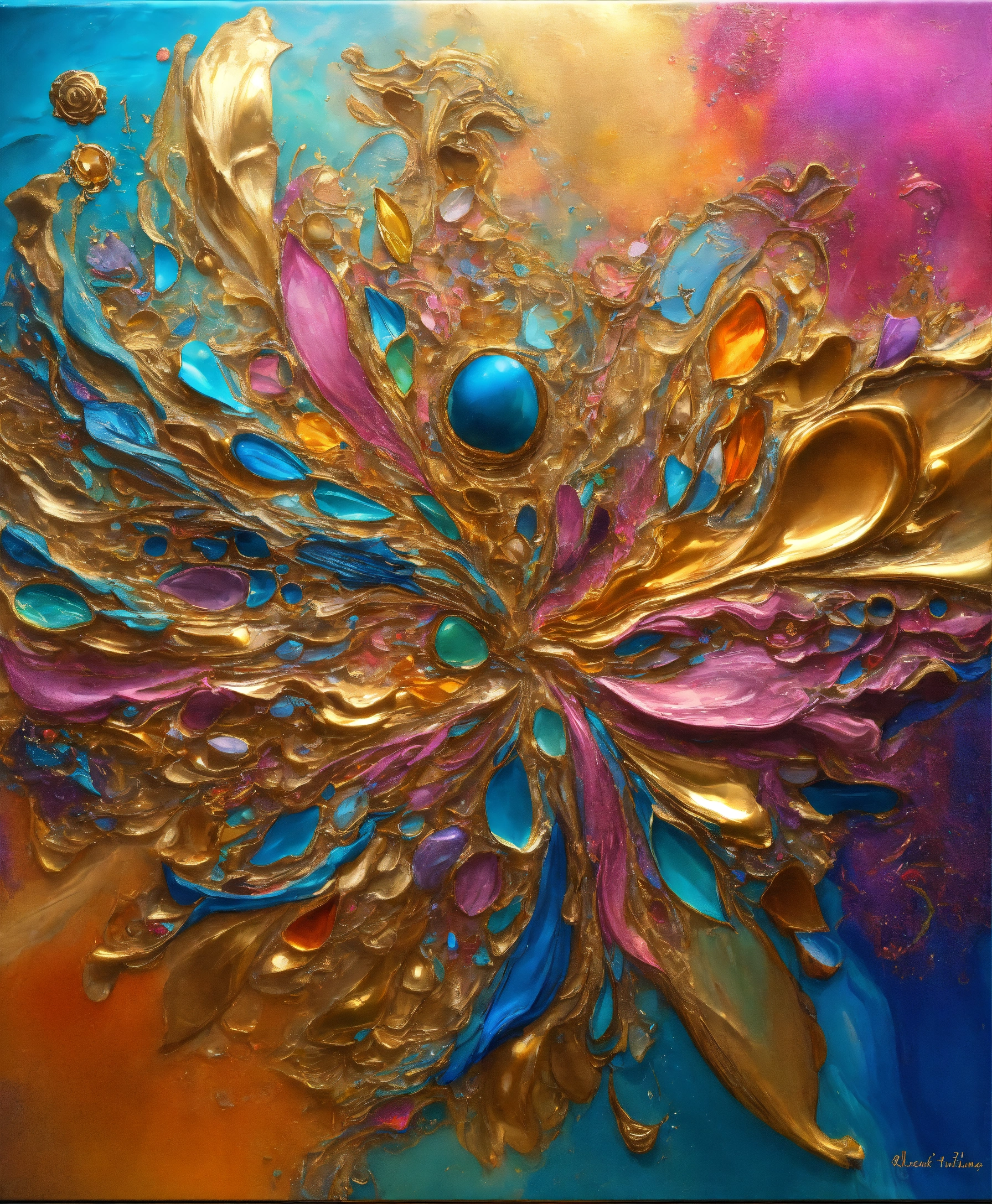 Lexica - Colorful abstract painting oil and water complex complicated ...
