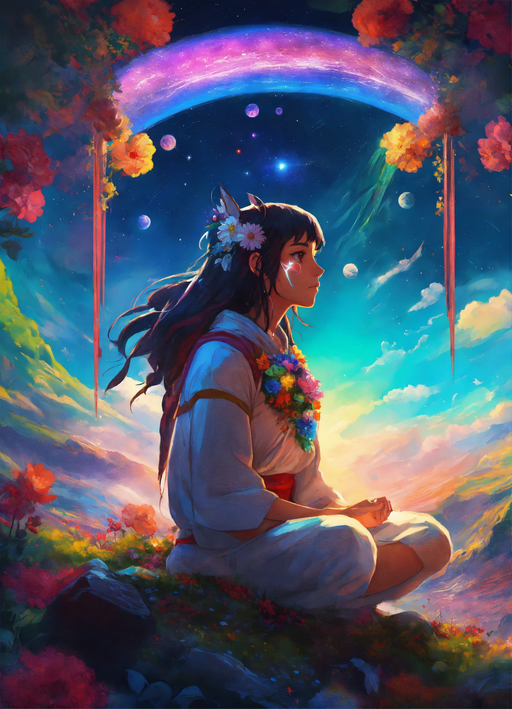 Lexica - Cyberpunk digital painting of princess mononoke, in space ...