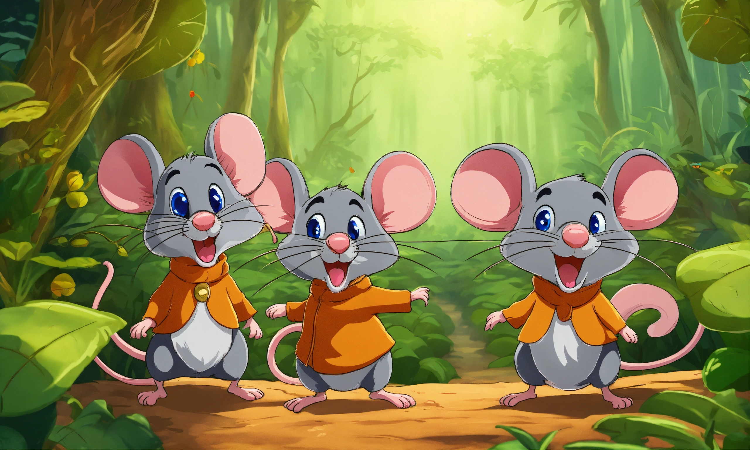 Lexica - Cartoon group of mouse wandering in jungle