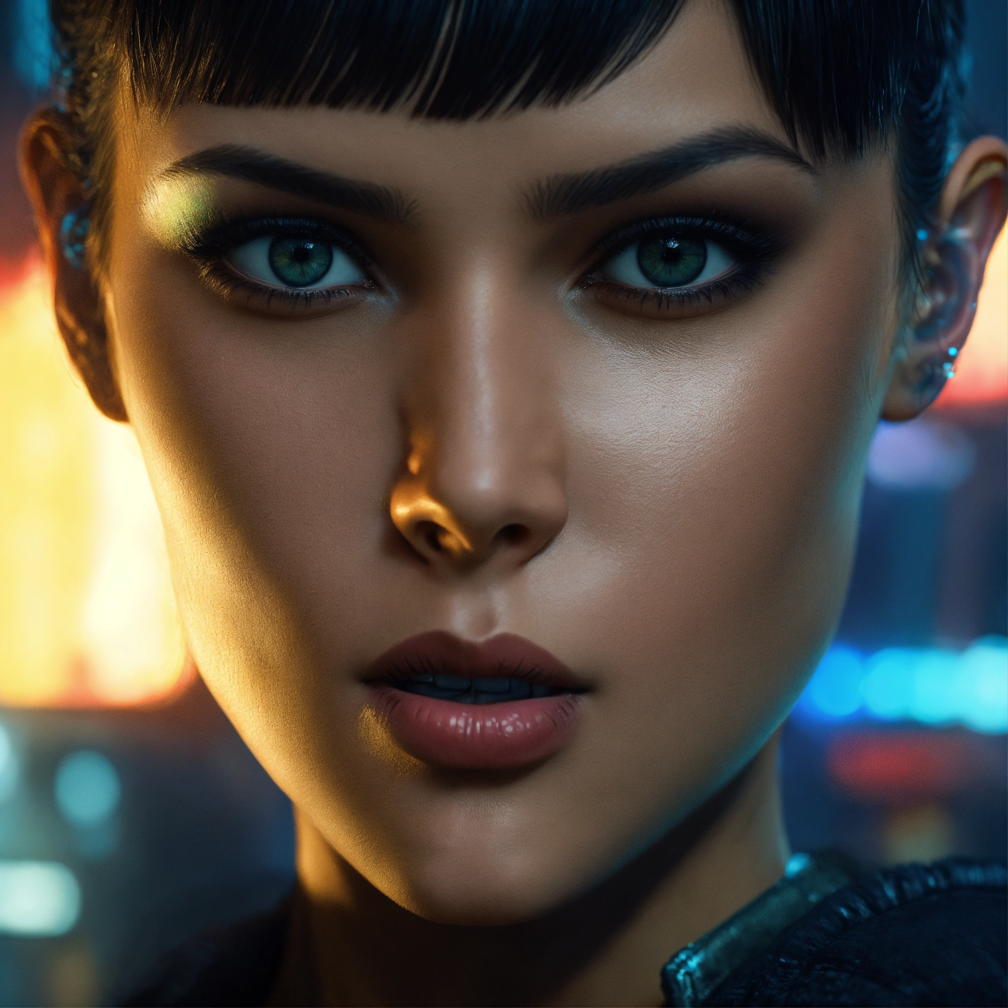 Lexica - A frontal, realistic avatar of female Blade Runner