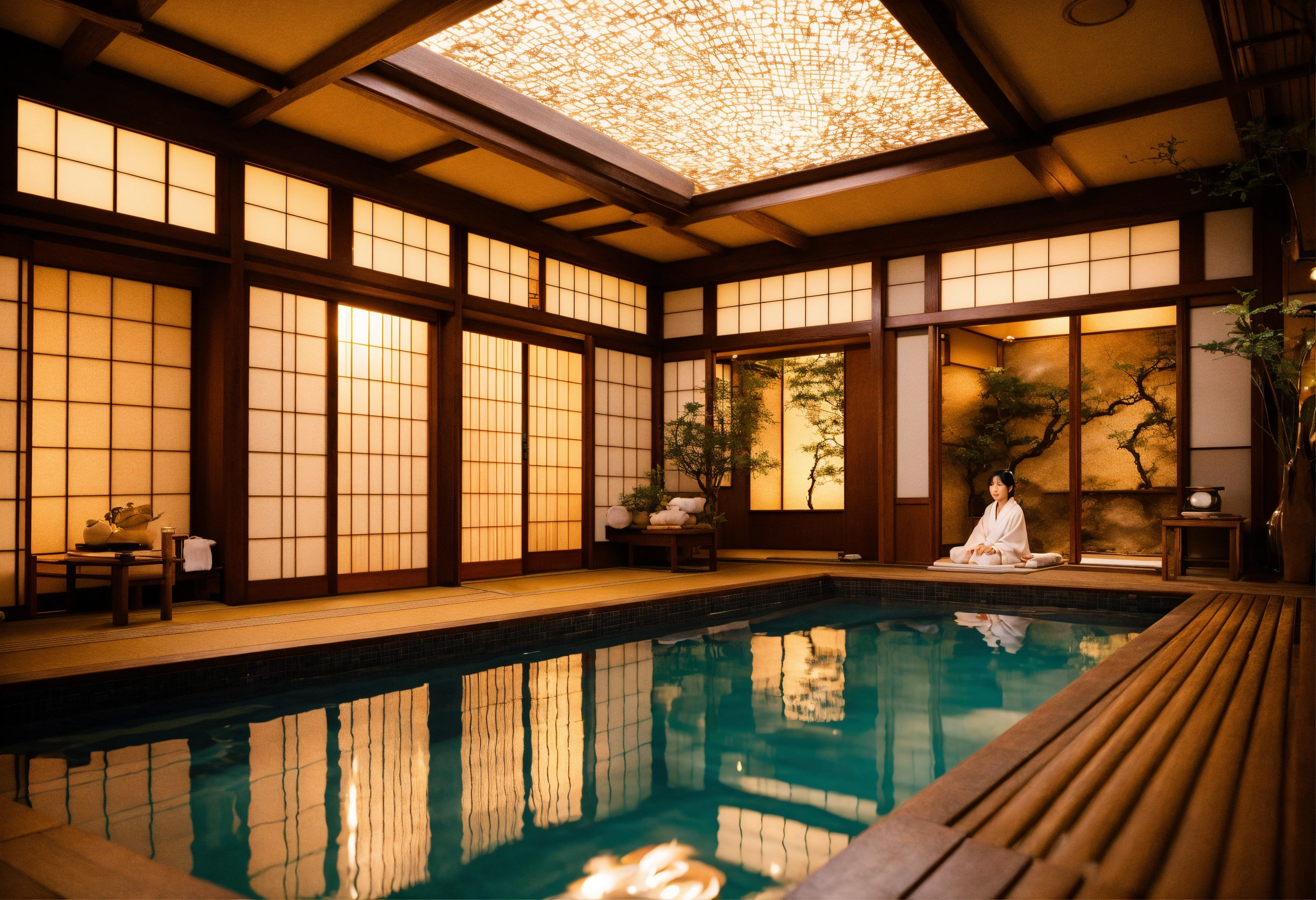 Lexica - Gorgeous japanese women swimming in luxurious Japanese hot ...