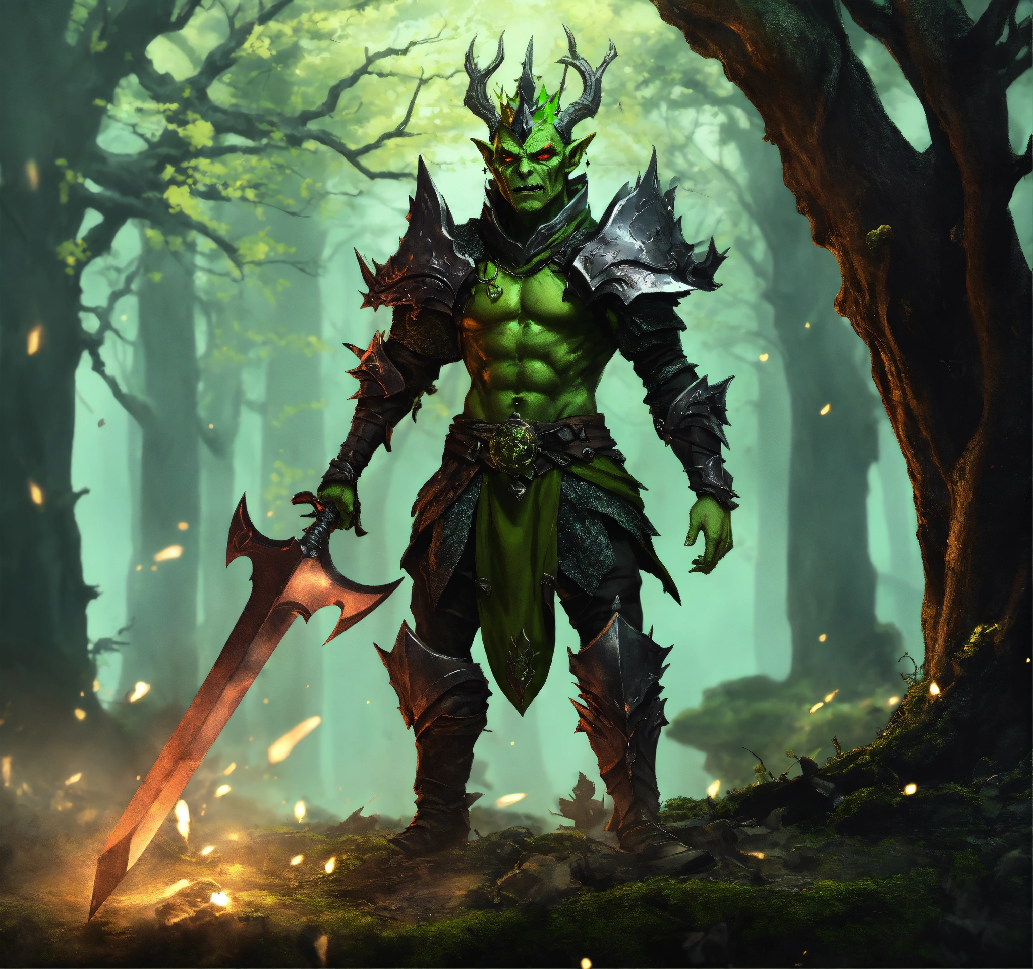 Lexica - Fantasy setting, a sinister-looking Goblin Lord, with dark ...