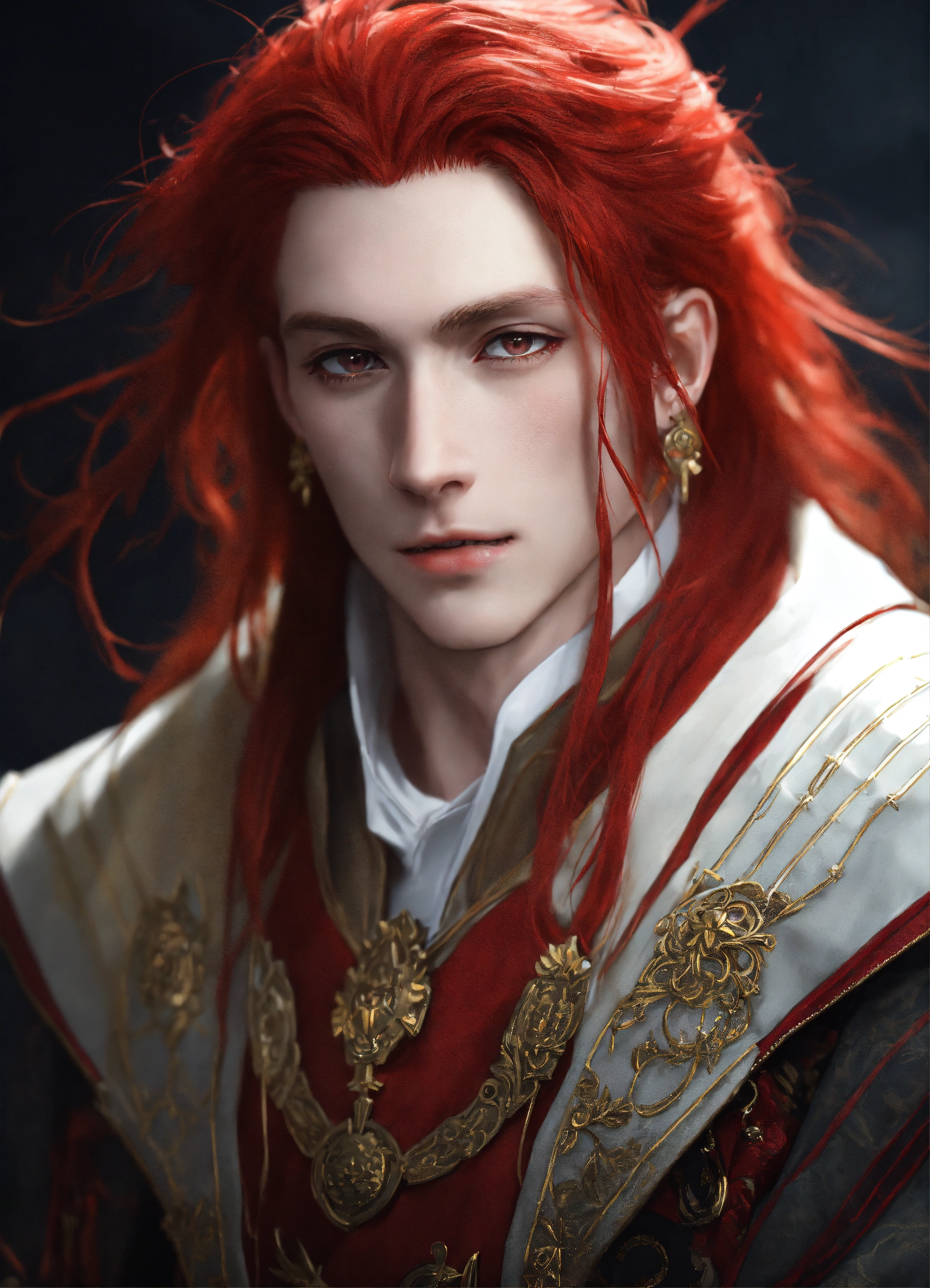 Lexica - A pale male, thin face, pointy teeth, paper white skin, white ...