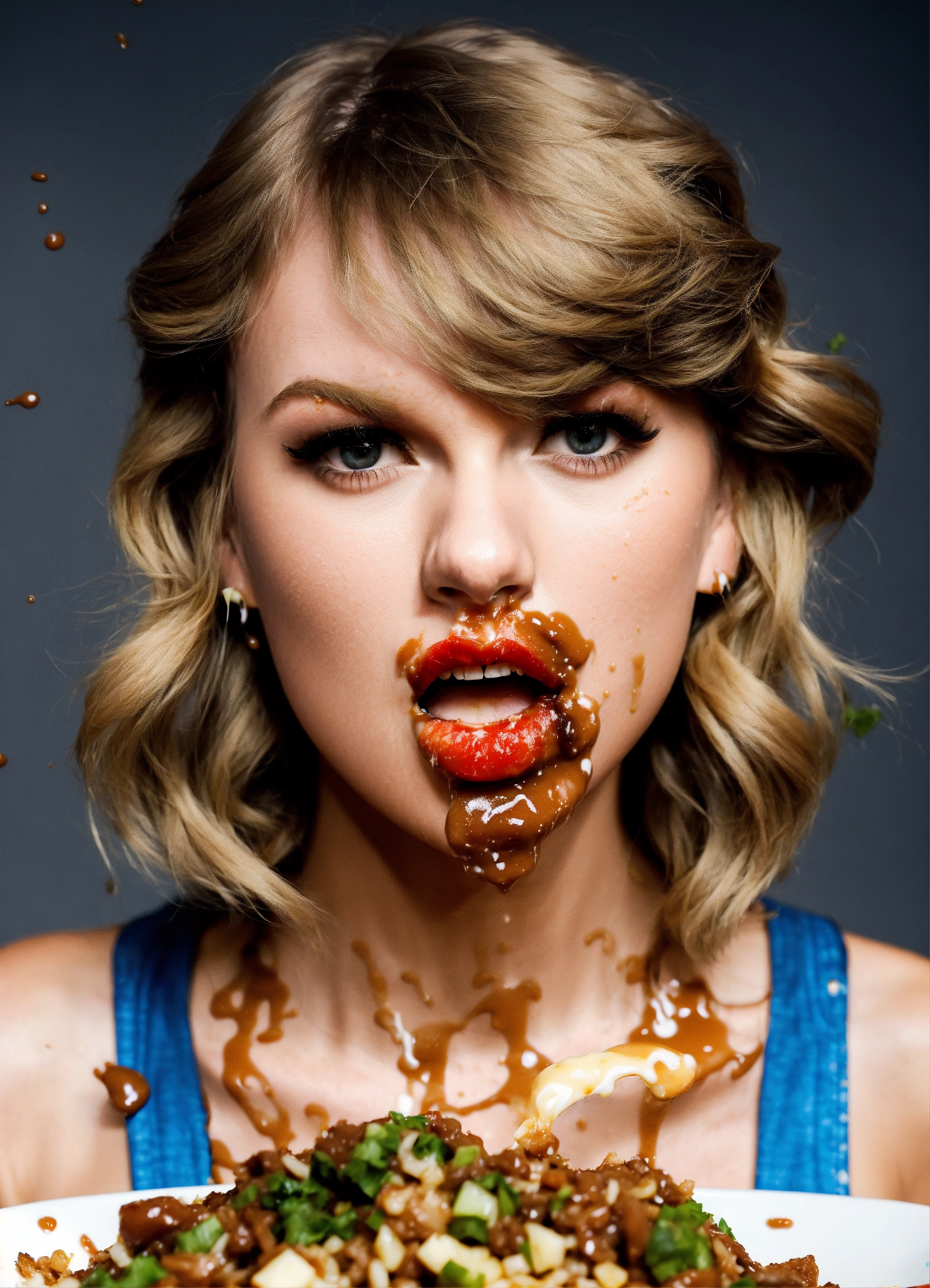 Lexica - Photo realistic shot of taylor swift eating a disgusting pile ...