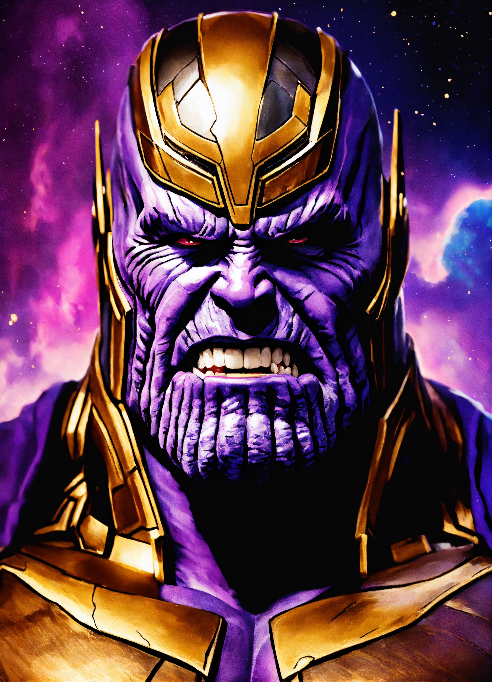 Lexica - Ultra-realistic image of Thanos covering his ears with his ...