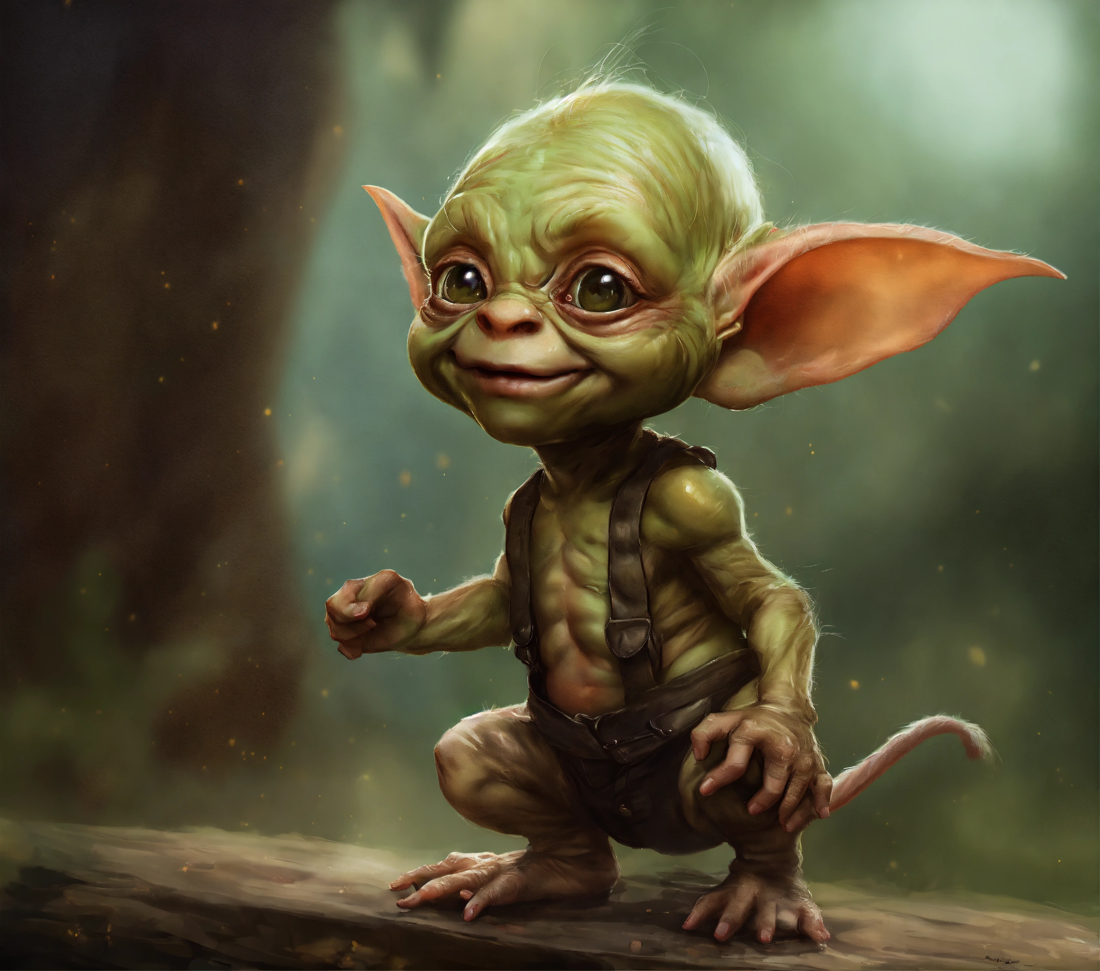Lexica - Ugly baby goblin with only one arm, digital painting ...