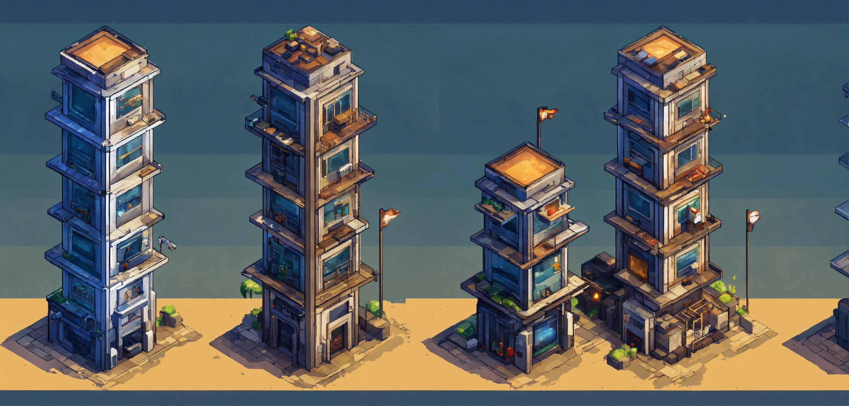 Lexica - Simple clean blocky 2d isometric pixel concept sprites of an ...
