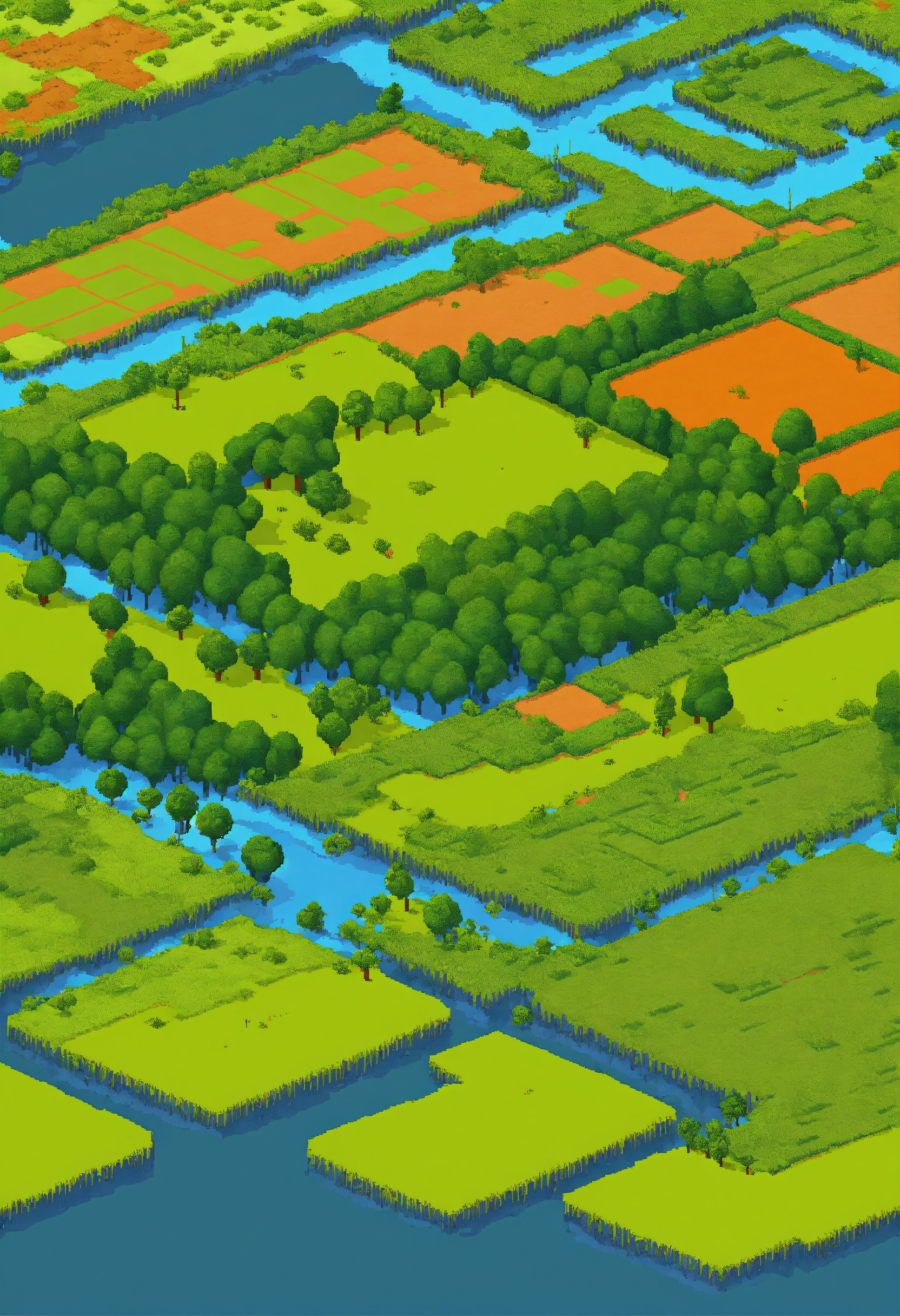 Lexica - Simple pixel 2d flat empty plain landscape from above