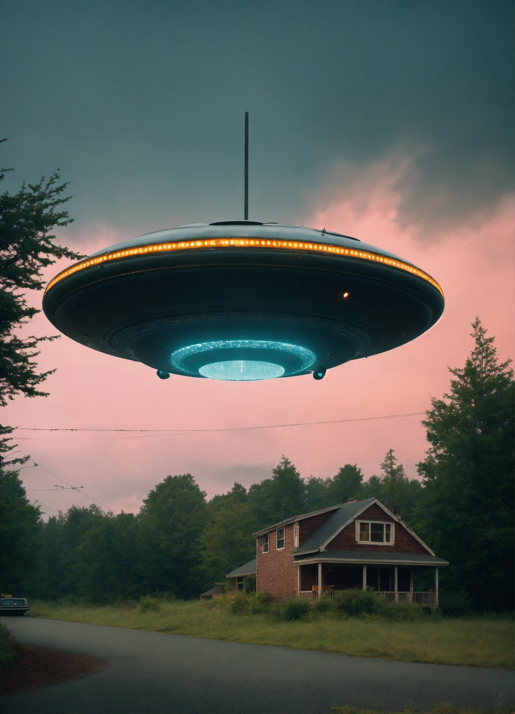 Lexica - A photograph of a realistic retro style ufo in the daytime ...