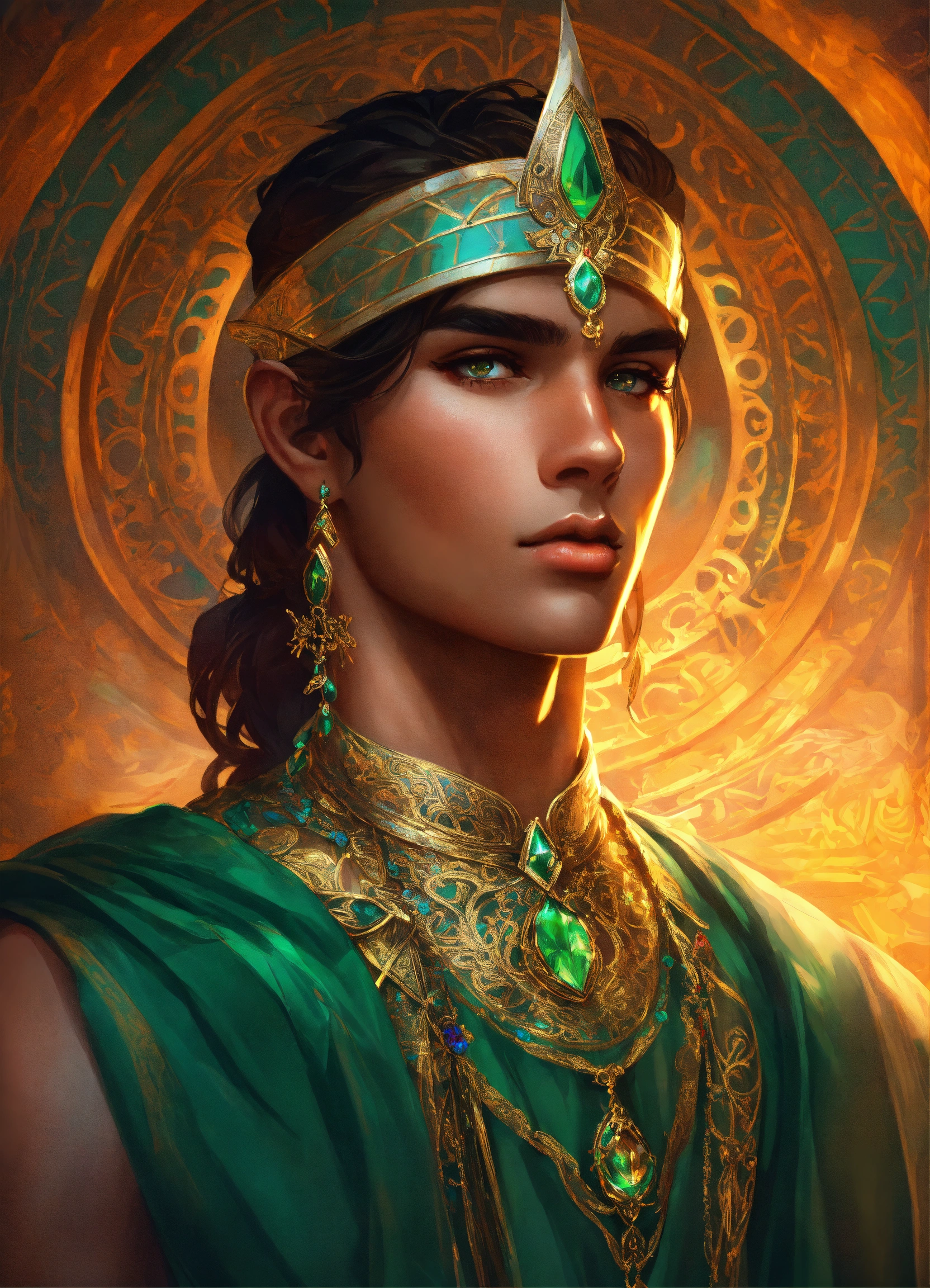 Lexica - Symmetry, portrait of gorgeous, persian elf male warrior, high ...