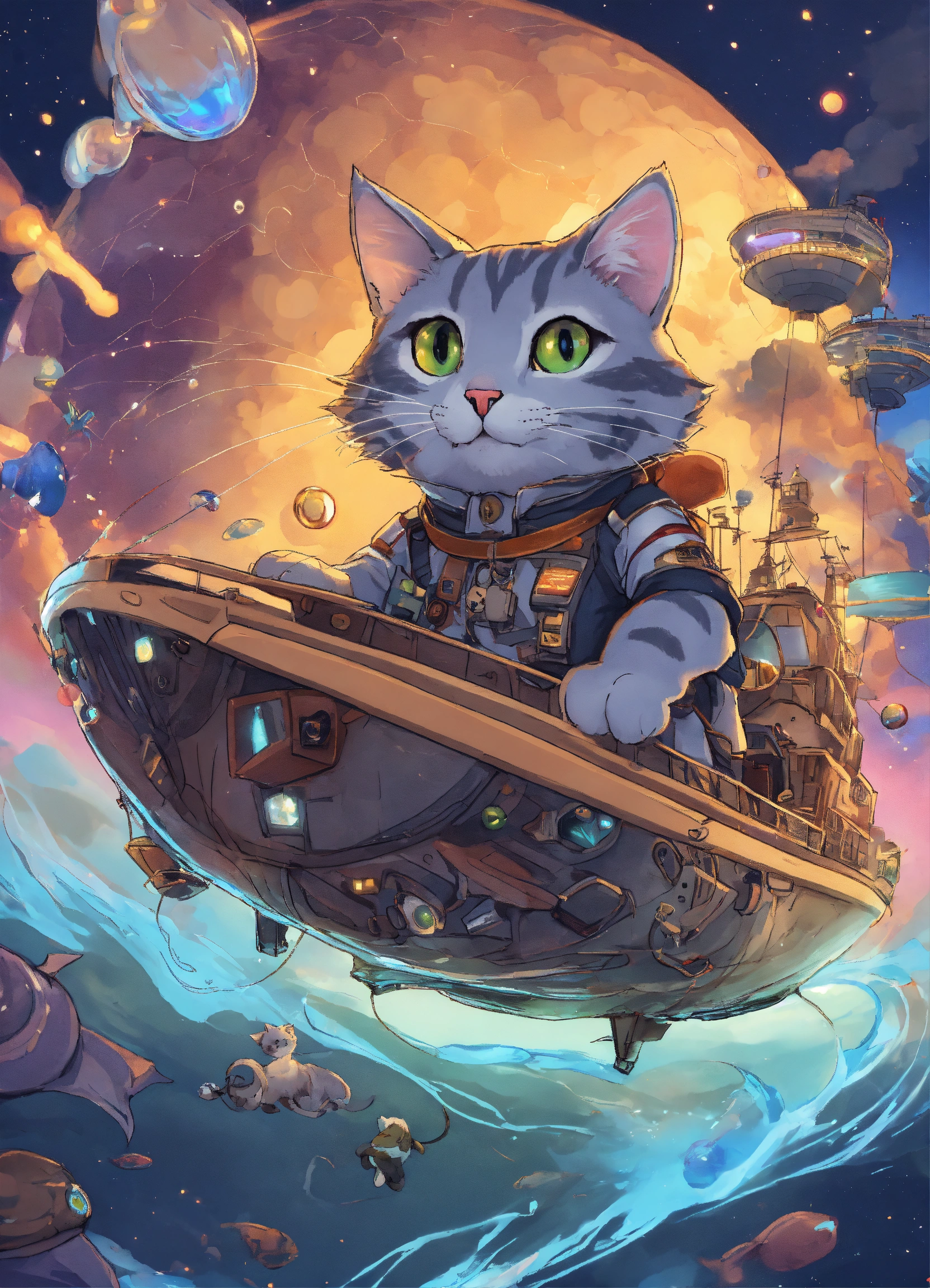 Lexica - An anthropomorphic grey tabby cat piloting an interdimensional ...