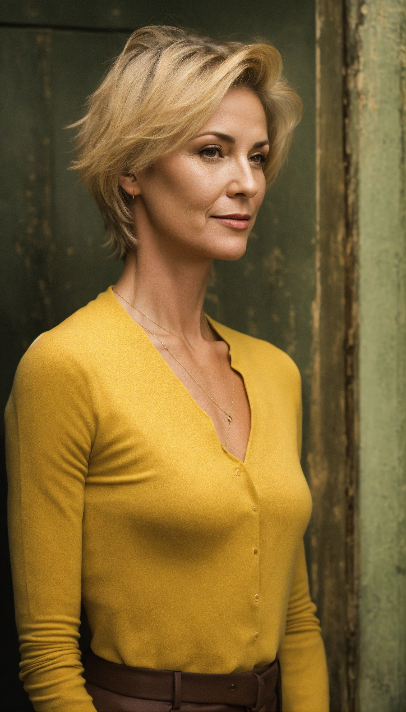 Lexica - A middle-aged woman in short, tall and blonde, from skinny to ...