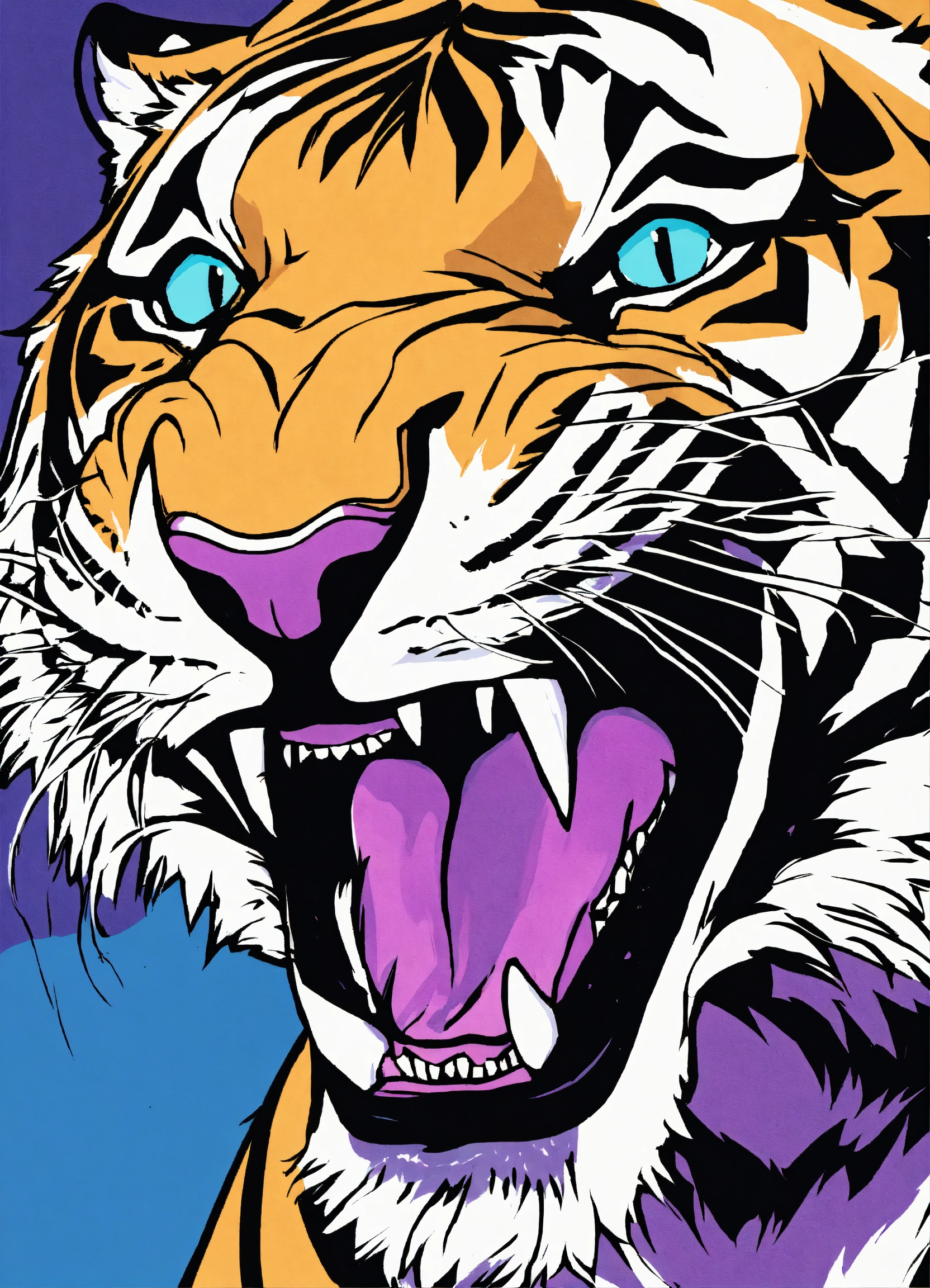 Lexica - Tiger yelling, close up portrait, yelling, high detail, purple ...