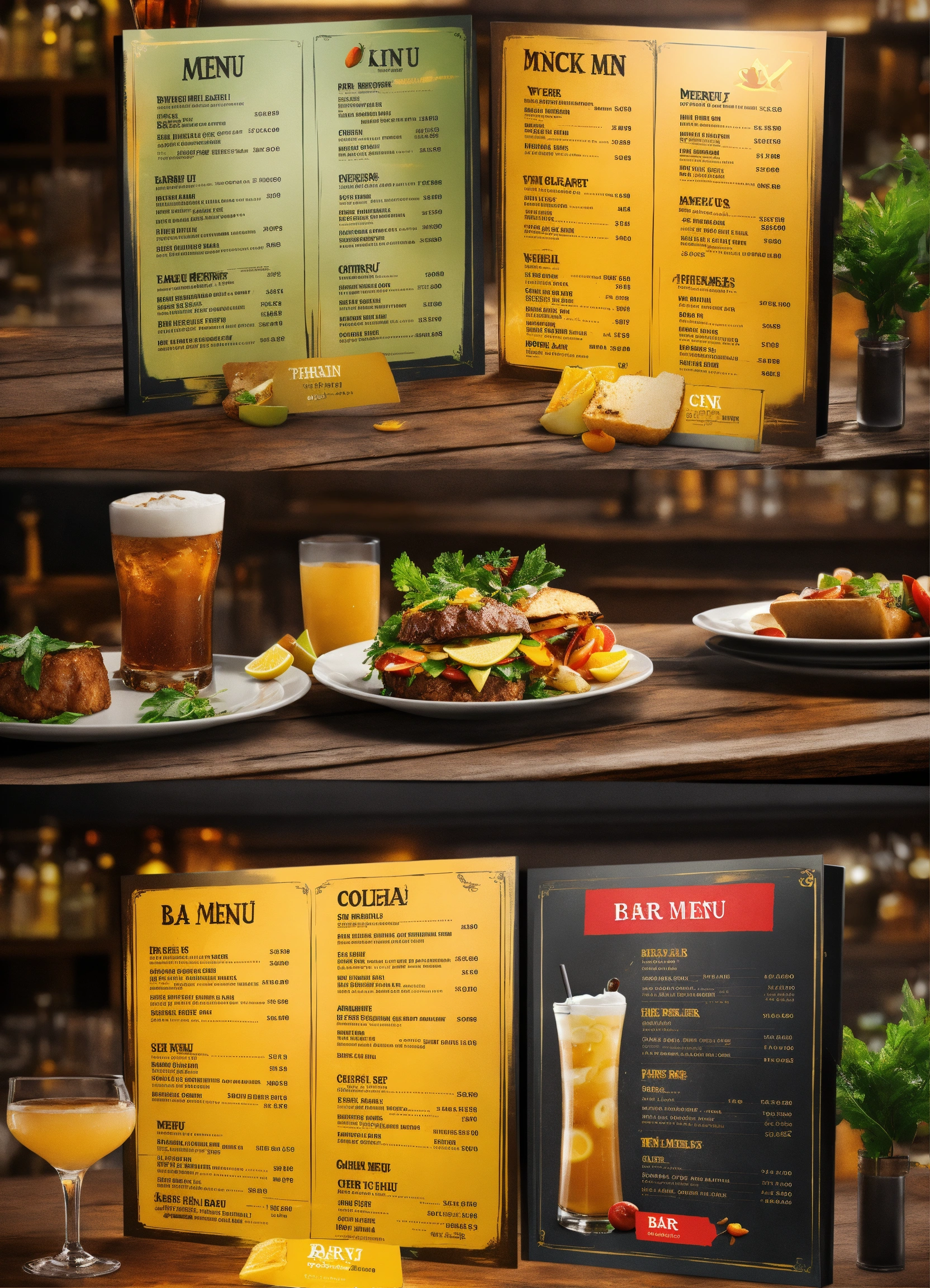 Lexica - Bar menu photoshop design 4k detailed