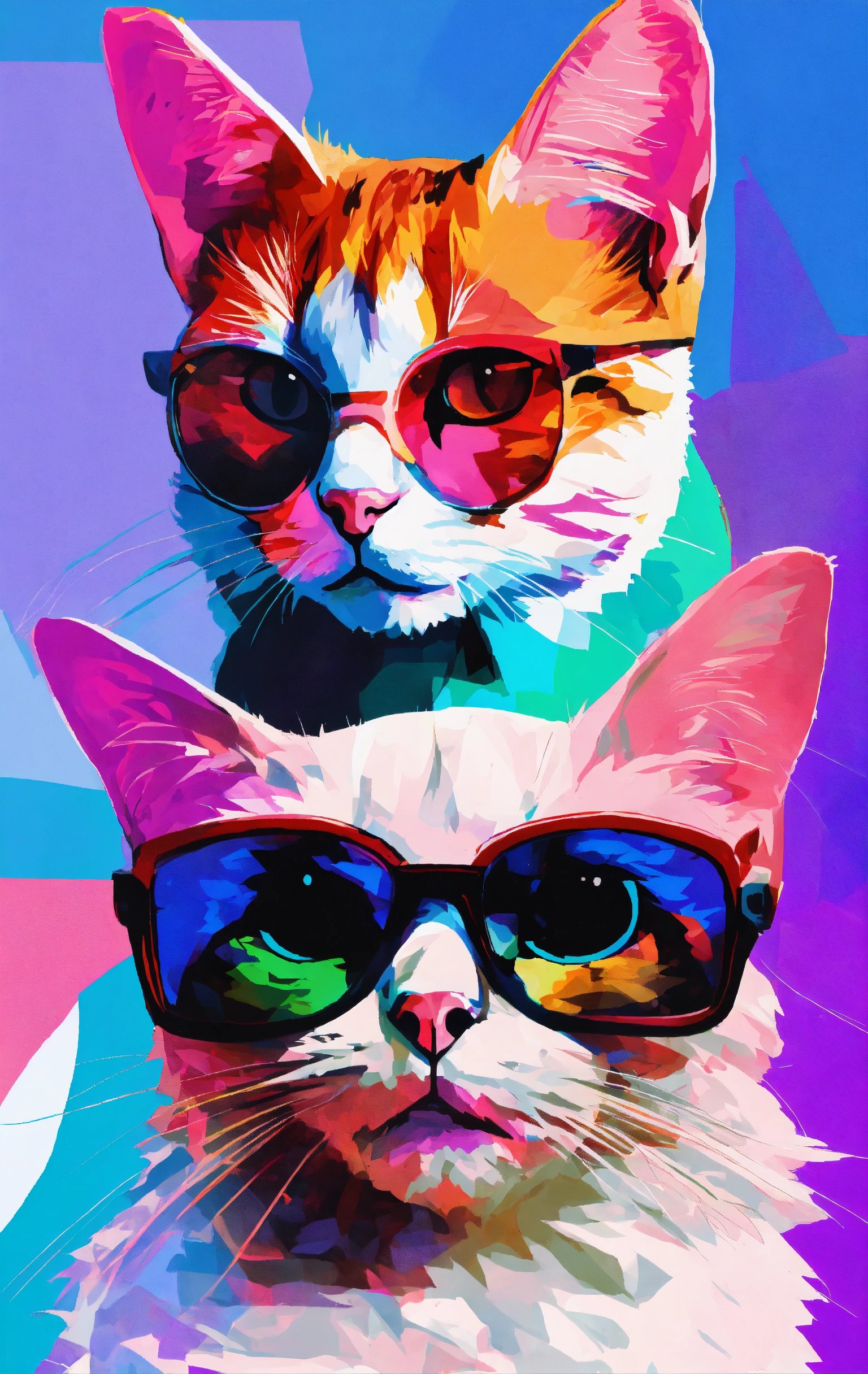 Lexica - A red blue cat-lifeguard in pop art style